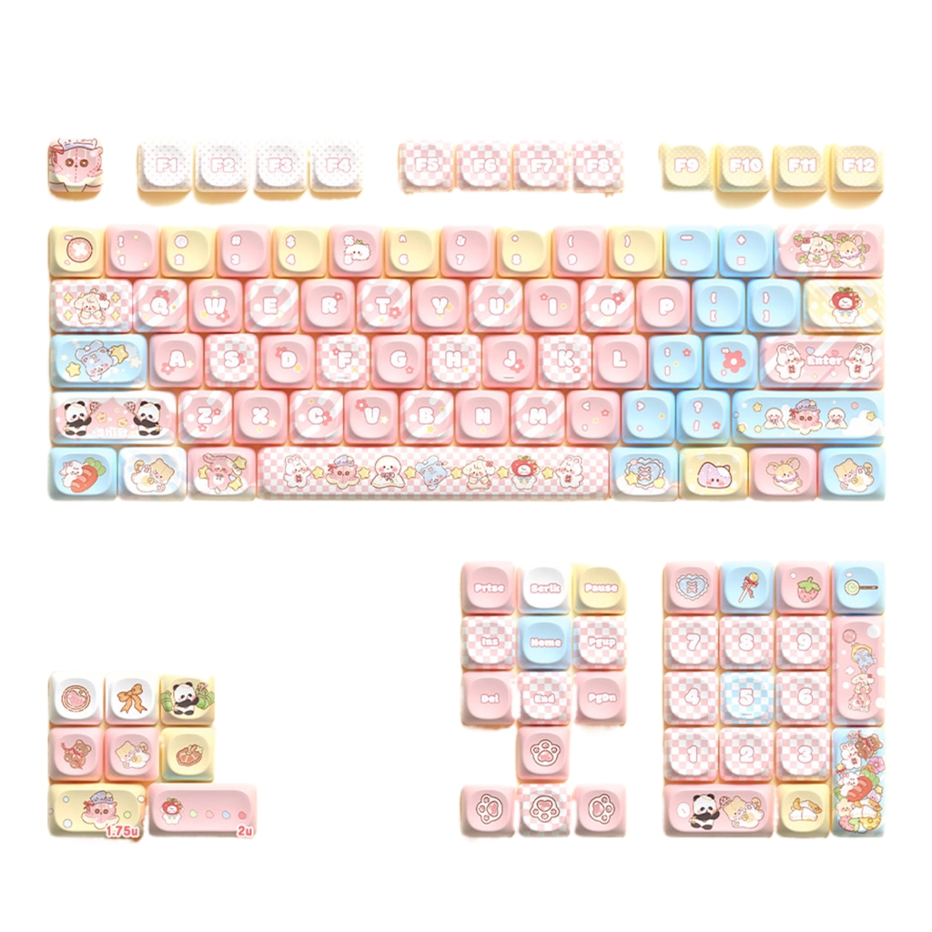 Zeiwohndc Lovely Cartoon Keycaps Fun and Functional 112Keys for ...