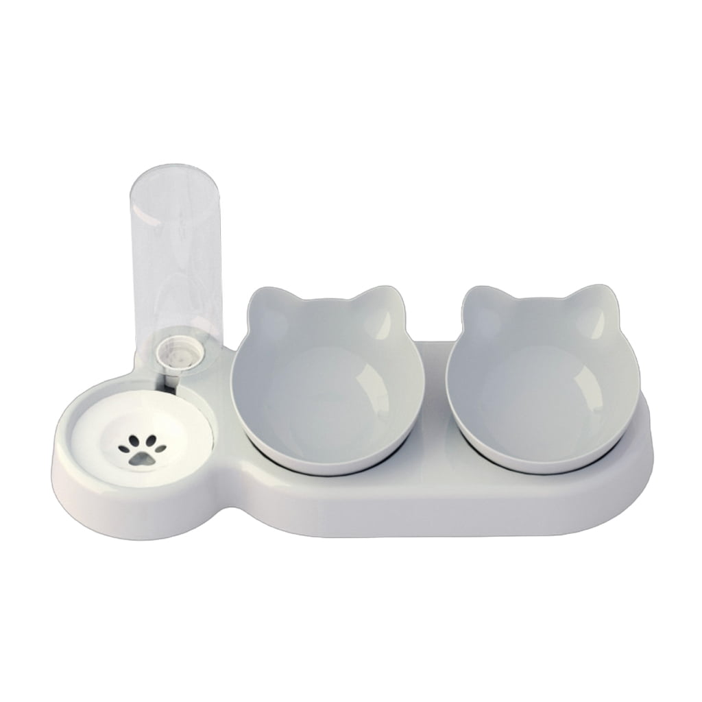 Zeiwohndc Pet Water Food Station Double Bowl Automatic Refill for Cats ...