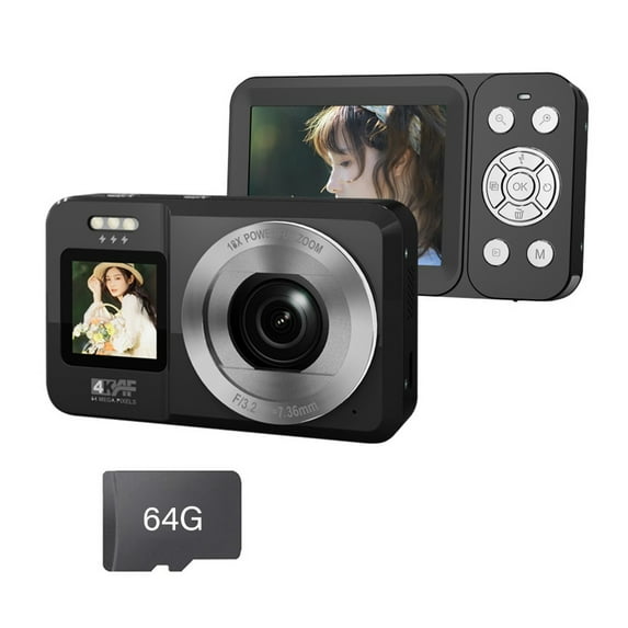 Zeiwohndc Portable 64MP 4K UHD Double Screen Digital Camera 18X Zooms ...