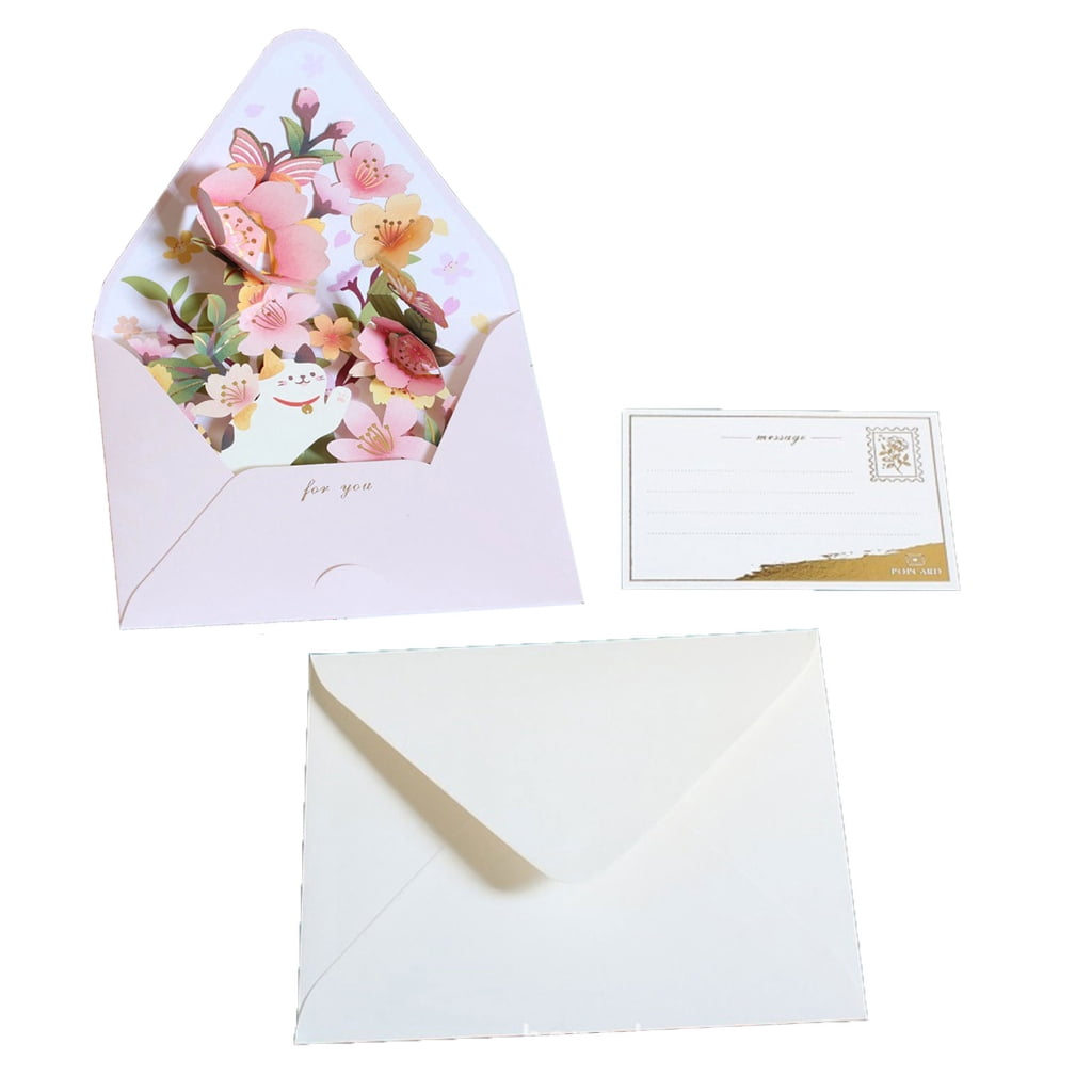 Zeiwohndc Quality 3D Paper Flower Greeting Card DIY Gift Messages for ...