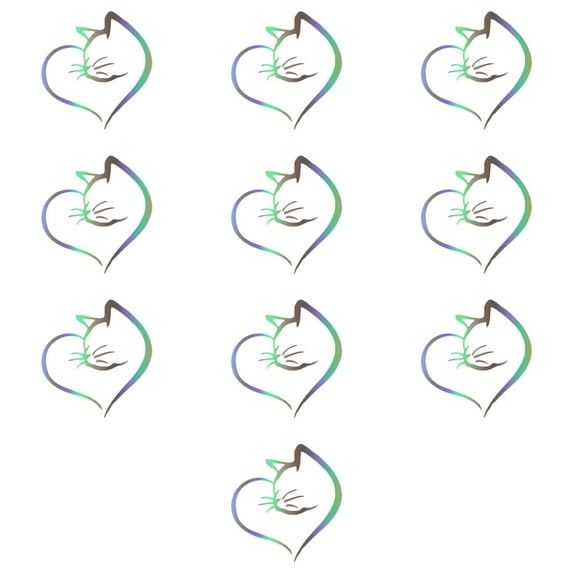 Zeiwohndc Reflective Cats Heart Car Decal Waterproof Adhesive Sticker ...