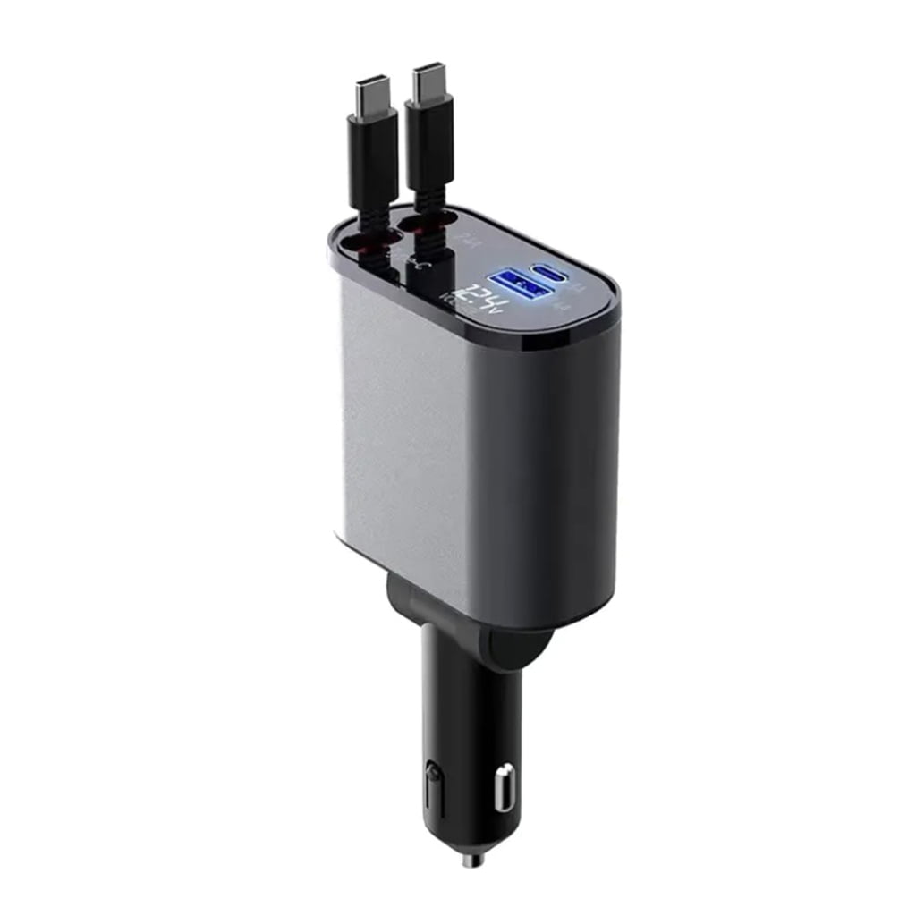 Zeiwohndc Retractable 2 USB C Ports Car Charger 120W Fast Charging and ...