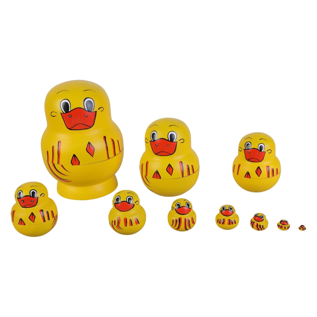 Zeiwohndc Set of 10 Wood Yellow Duck Russian Nesting Dolls for Display ...