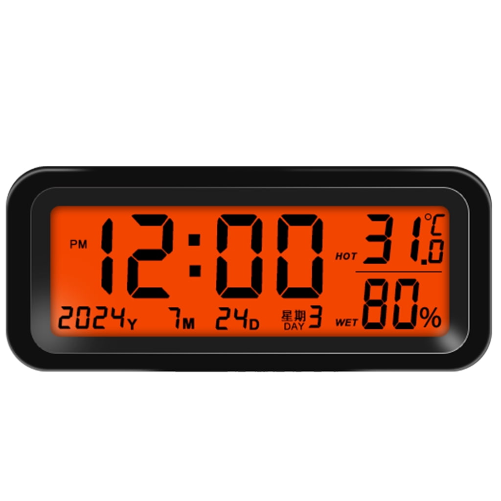 Zeiwohndc Solar Car Digital Clock Date Week Temperature Humidity LCD ...