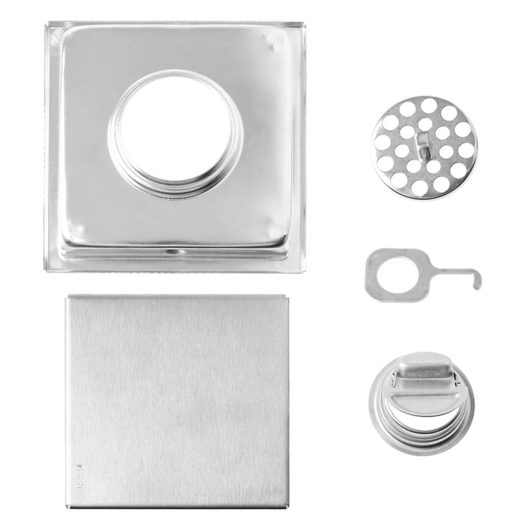 Zeiwohndc Stainless Steel 15x15cm Square Shower Floor Drain Tile Insert ...