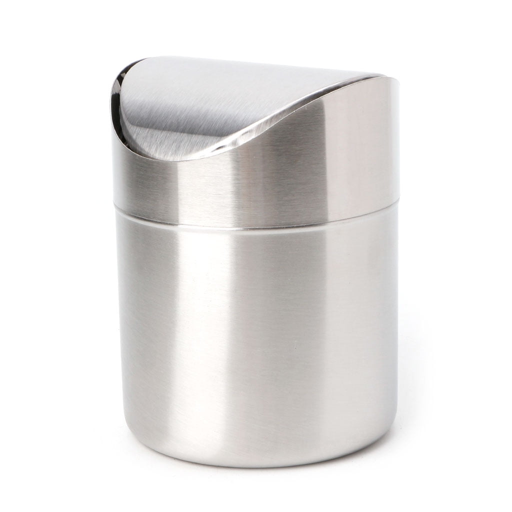 Zeiwohndc Stainless Steel Desk Trash Bin Countertop Waste Can With ...