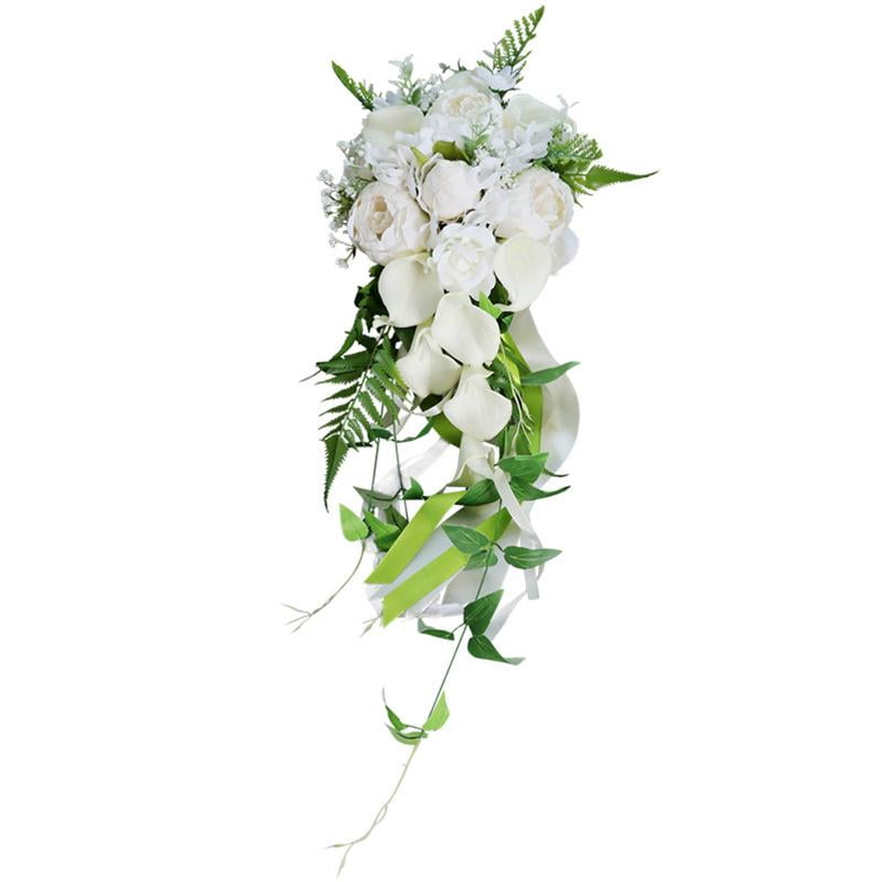 Zeiwohndc Wedding Bridal Bouquet Cascading Waterfall Artificial ...