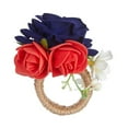 Zeiyignr Independence Day Floral Napkin Rings, Rustic Red and Blue Rose ...