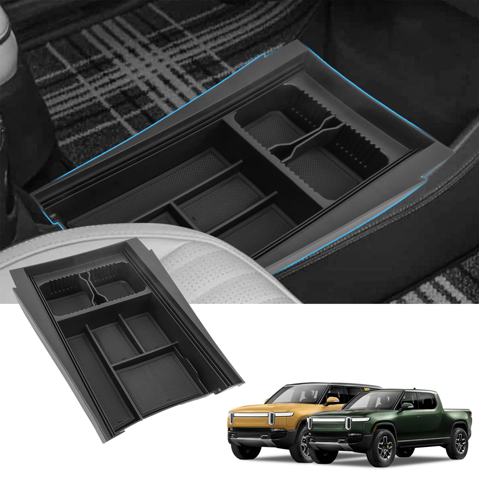 Zekrom Center Console Tray with Slide Cover for Rivian R1T/R1S 2022 ...