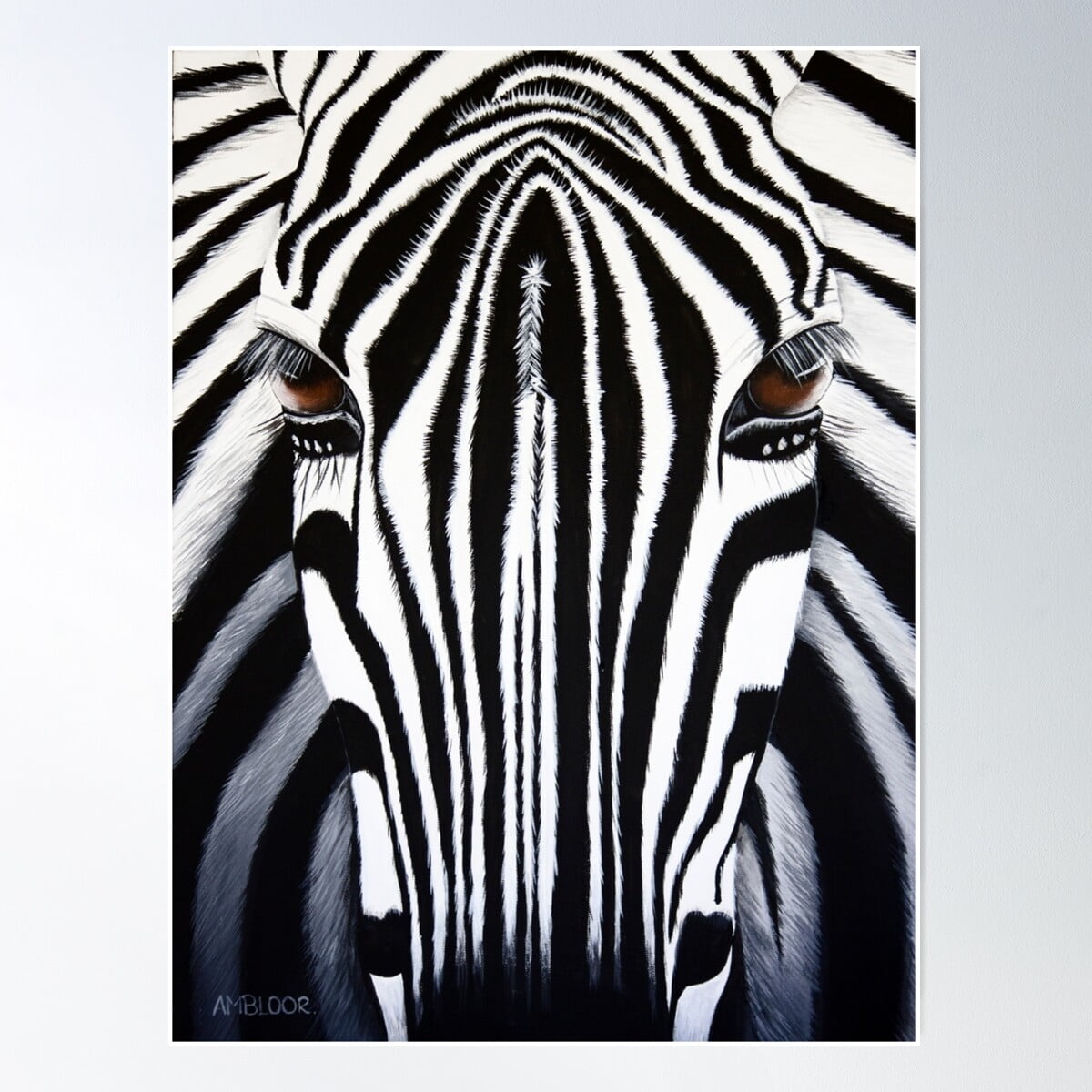 Zelda Zebra Painting Portrait Poster Wall Art, Modern Wall Decor For ...