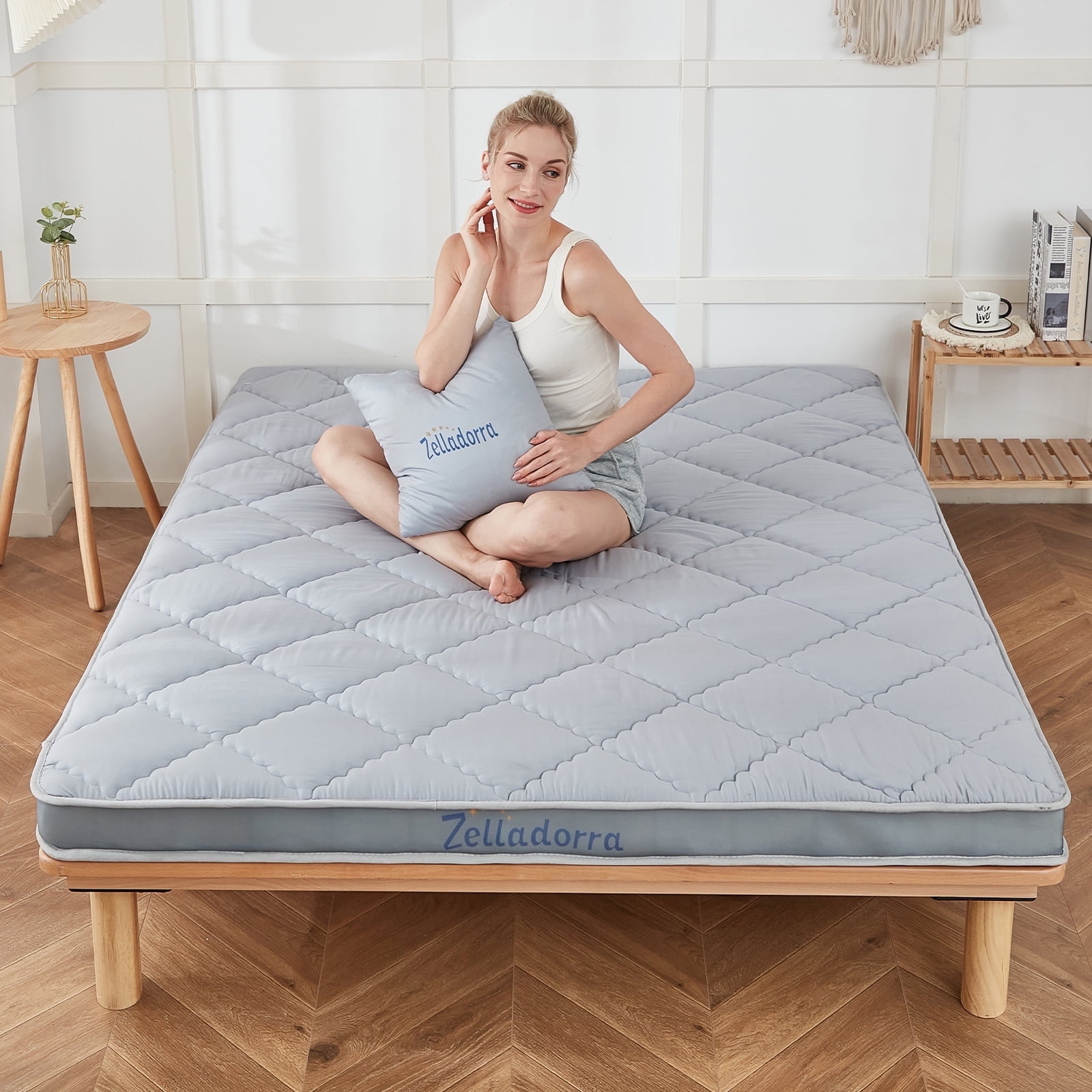Zelladorra Japanese Floor Mattress, Thick Futon Mattress with Bed ...