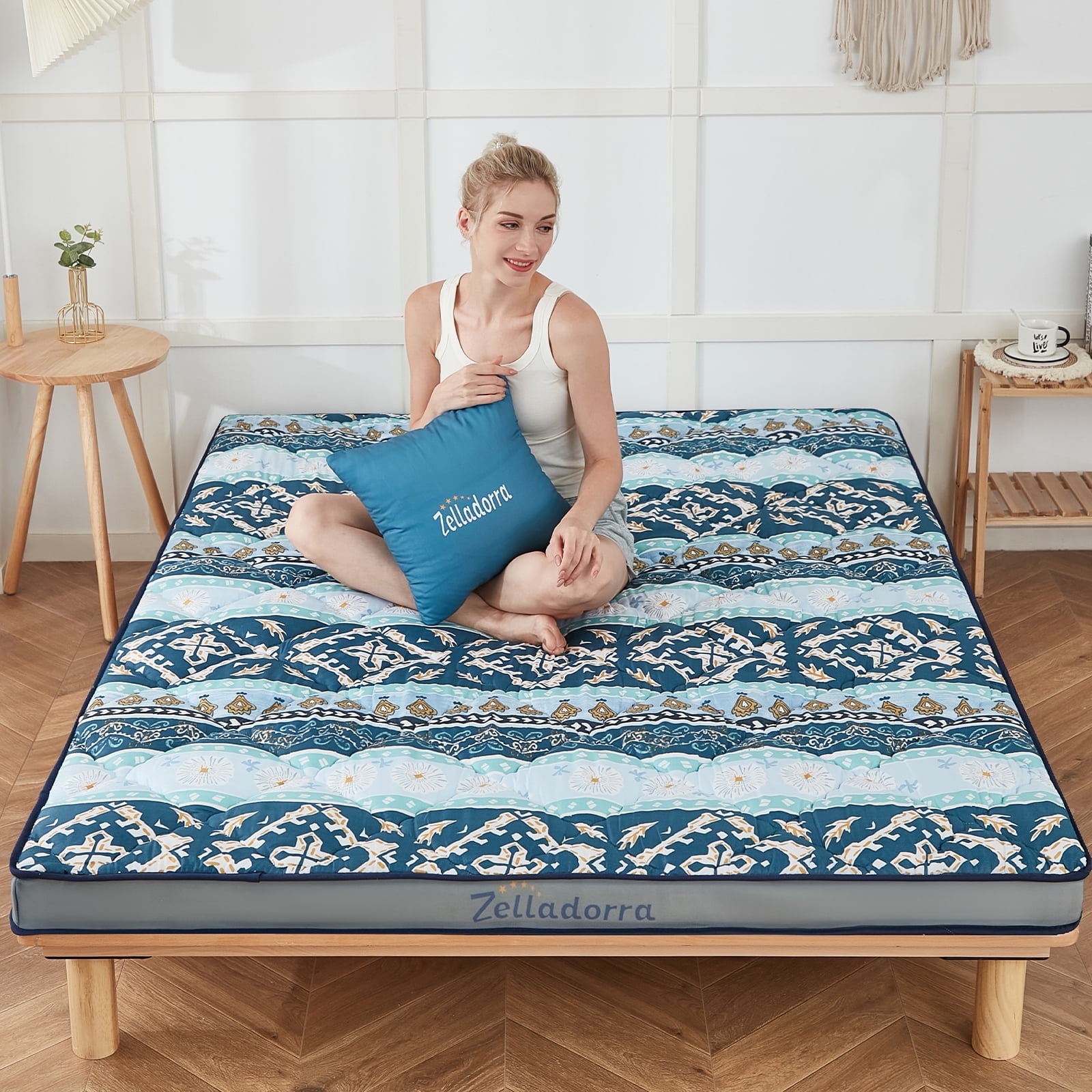Zelladorra Japanese Floor Mattress, Thick Futon Mattress with Bed ...