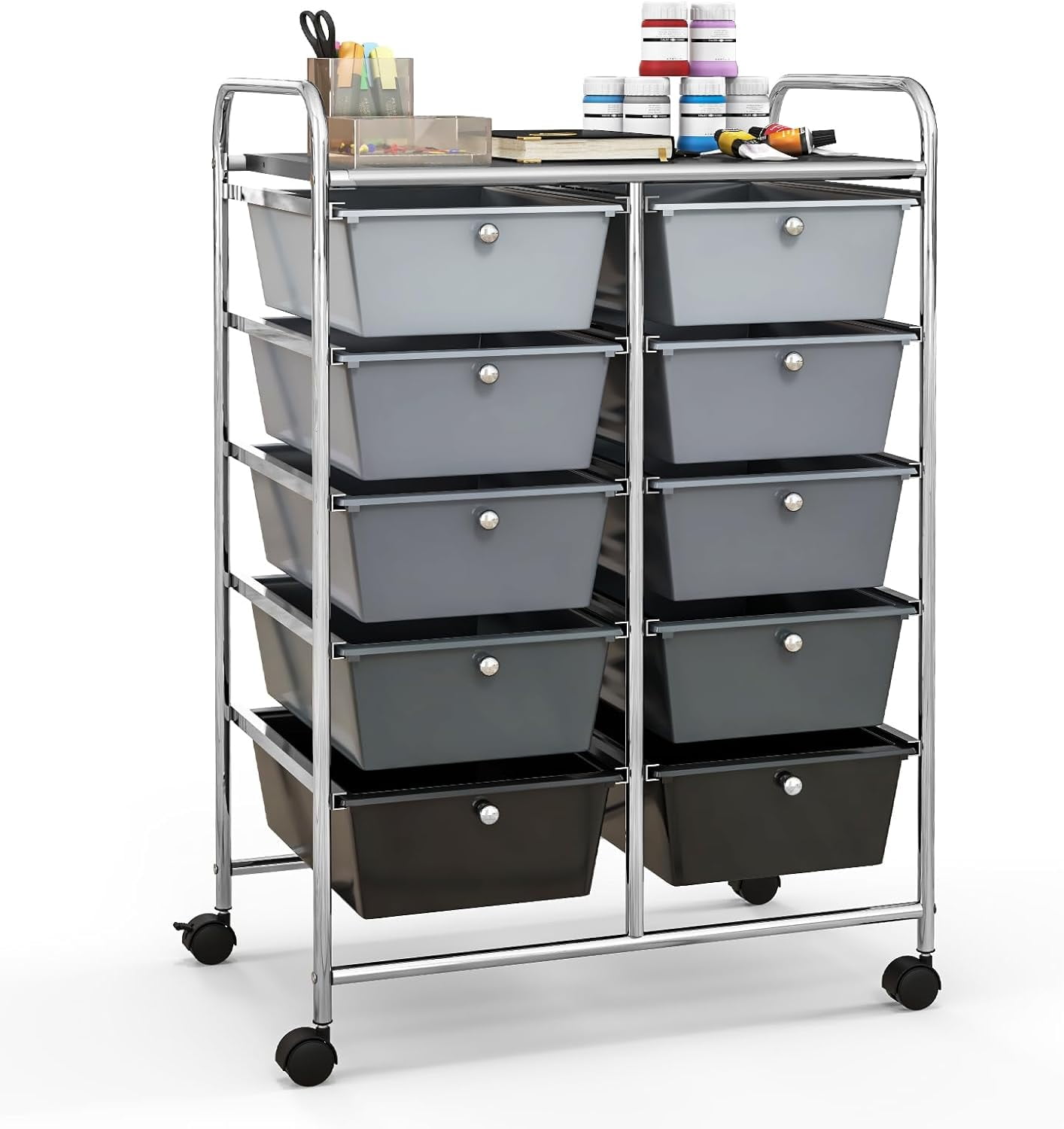 ZeloraGildan 10 Drawers Rolling Cart, Classroom Organizers, Storage ...