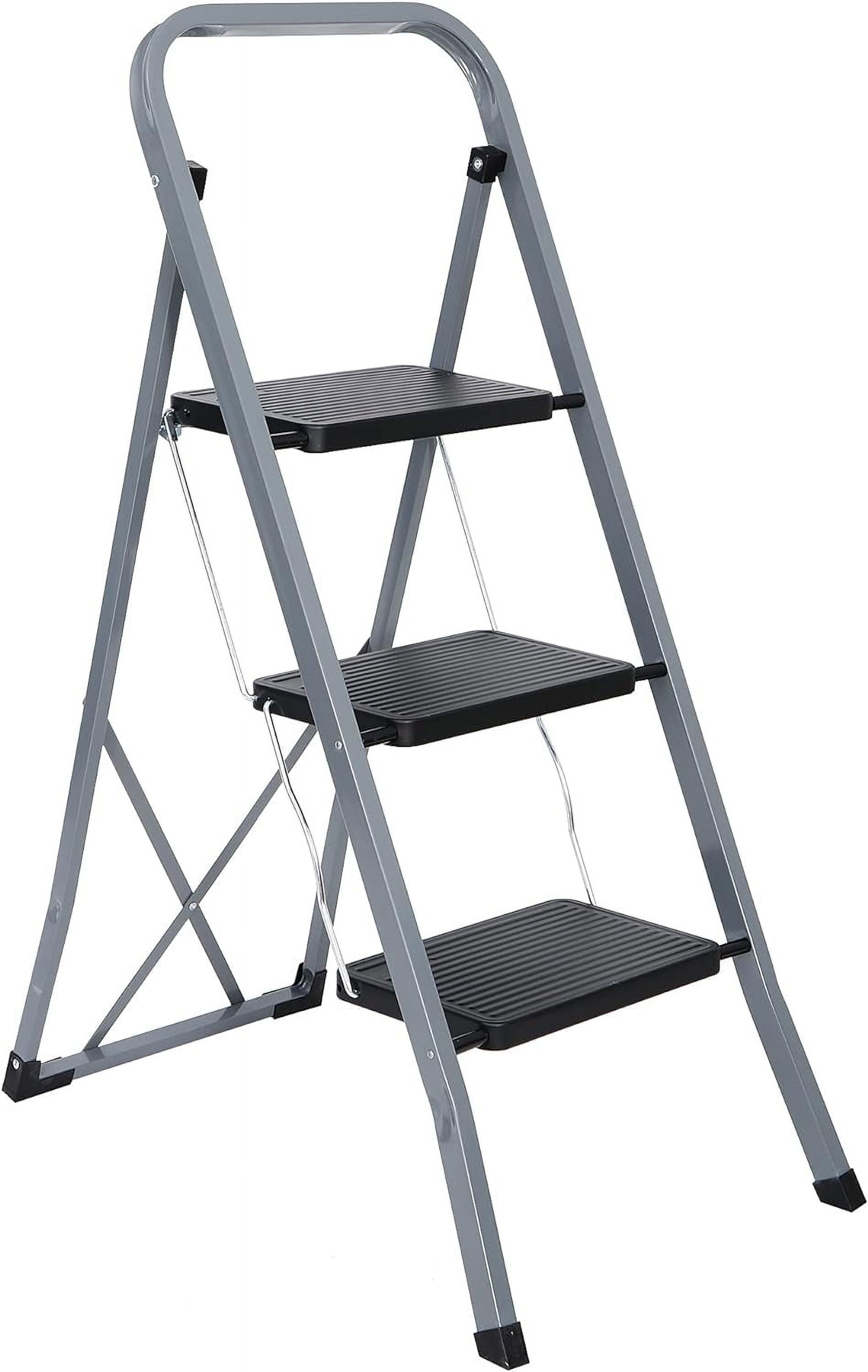 ZeloraGildan 3 Step Ladder Folding Step Stool with Wide Anti-Slip Pedal ...