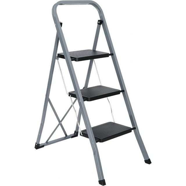 ZeloraGildan 3 Step Ladder Folding Step Stool with Wide Anti-Slip Pedal ...