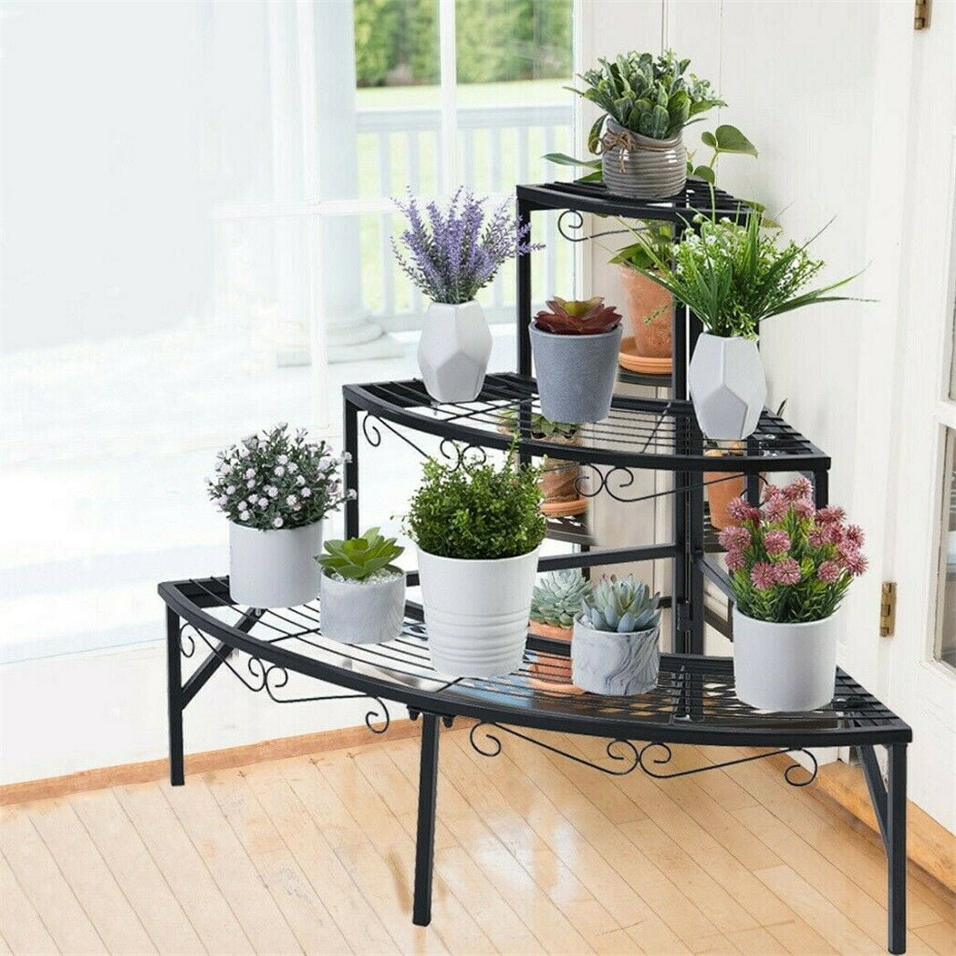 ZeloraGildan 3 Tier Plant Stand Flower Pot Rack, Quarter Round Plant ...