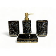 Navaris Bamboo Bathroom Accessories Set - 3-Piece Bath Accessory Kit ...