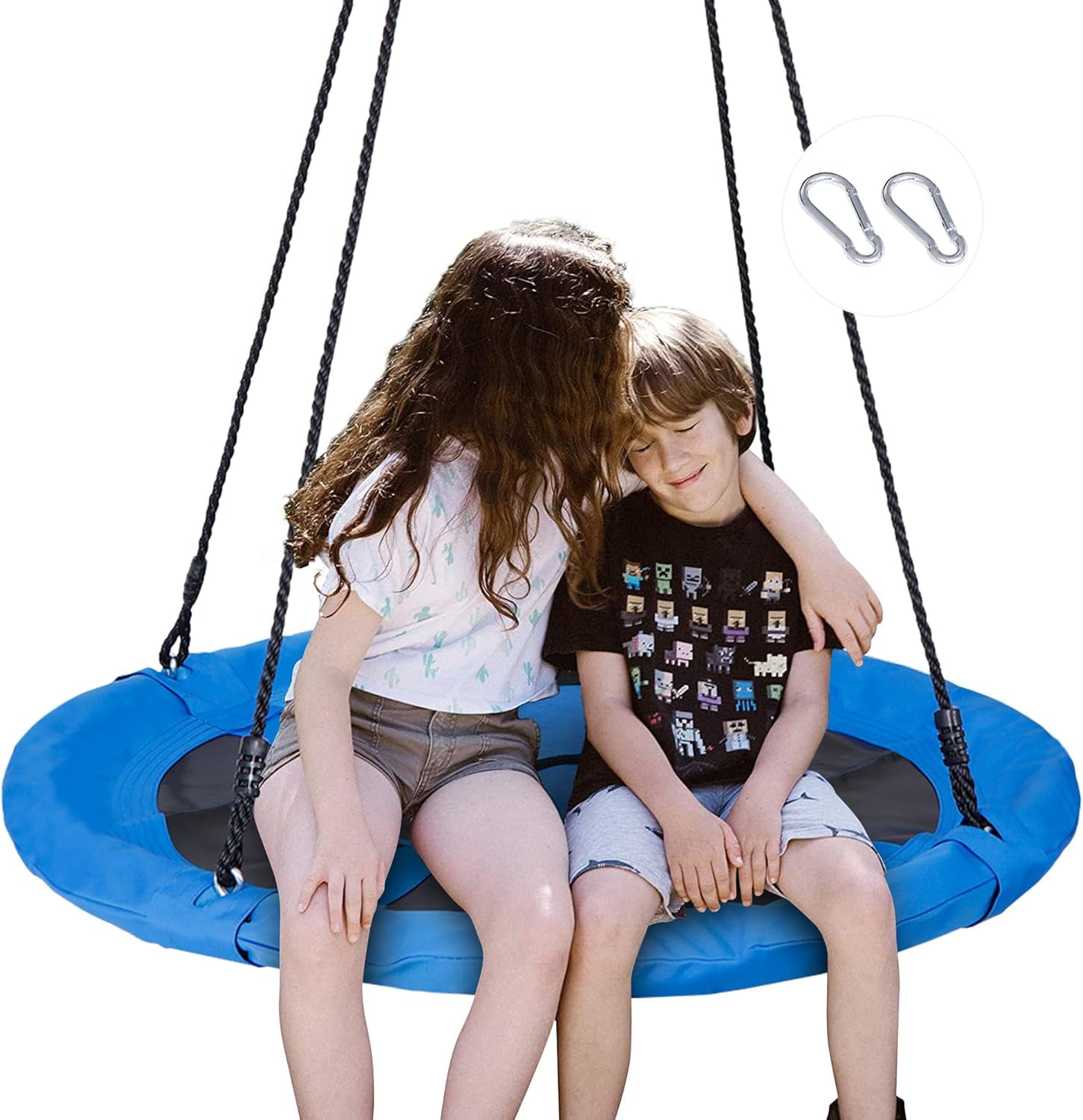 ZeloraGildan 48 Inch Large Blue Saucer Tree Swing Set for Kids Adults ...