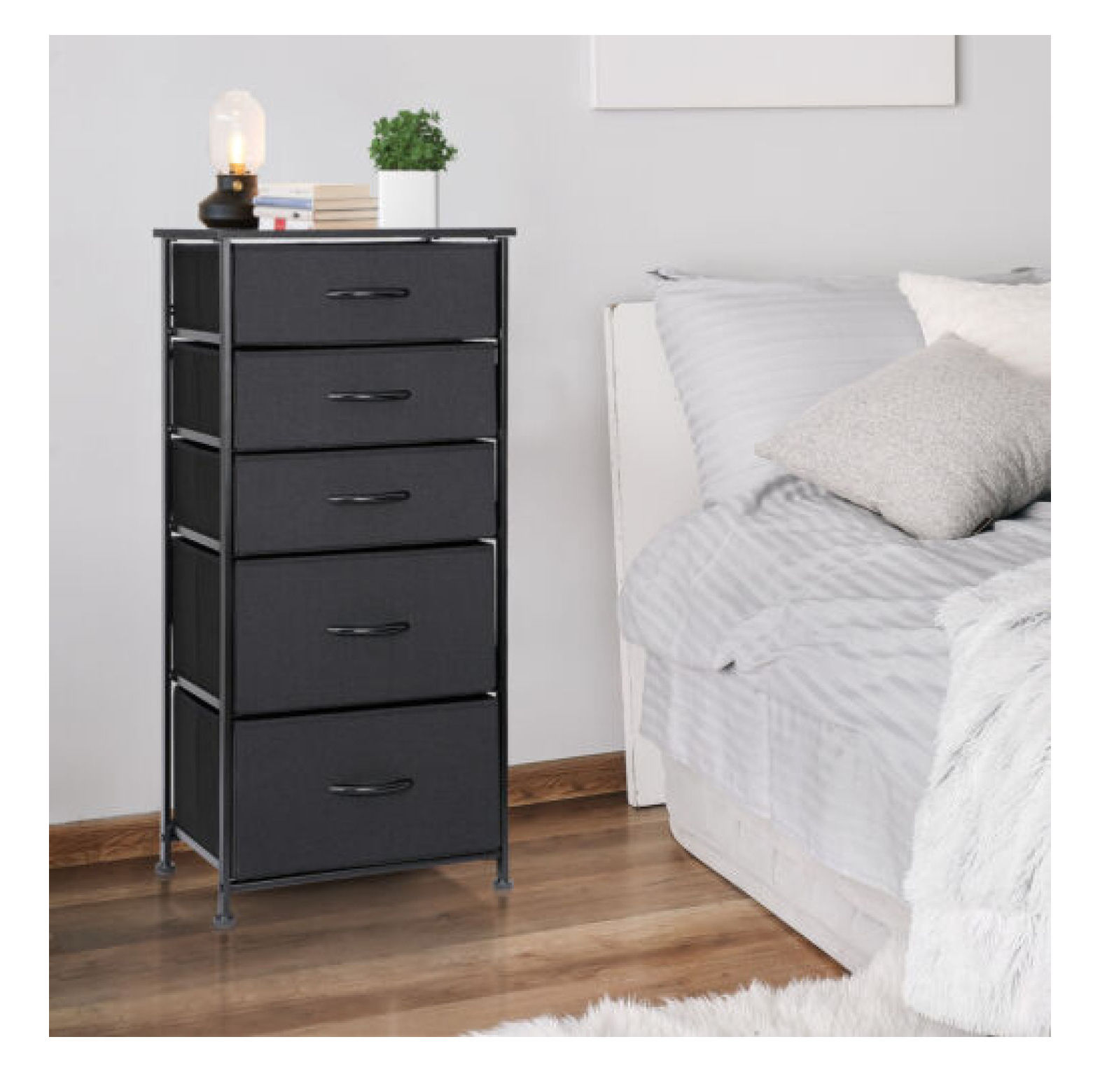 ZeloraGildan 5 Drawer Dresser Tall Chest of Drawers Storage Organizer ...