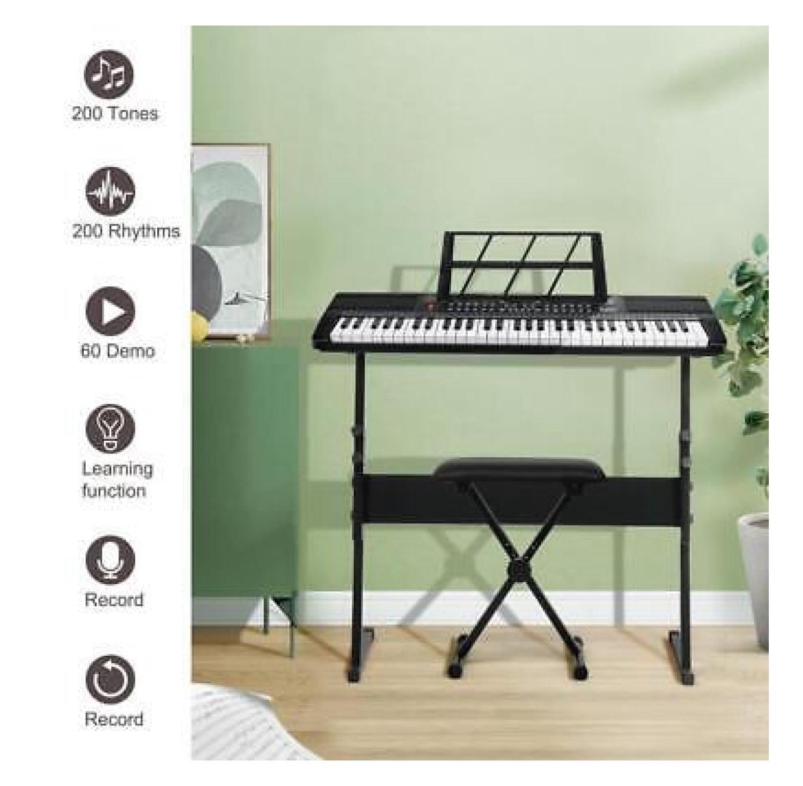 ZeloraGildan 61 Key Keyboard Piano with Speakers Digital Piano Stand ...