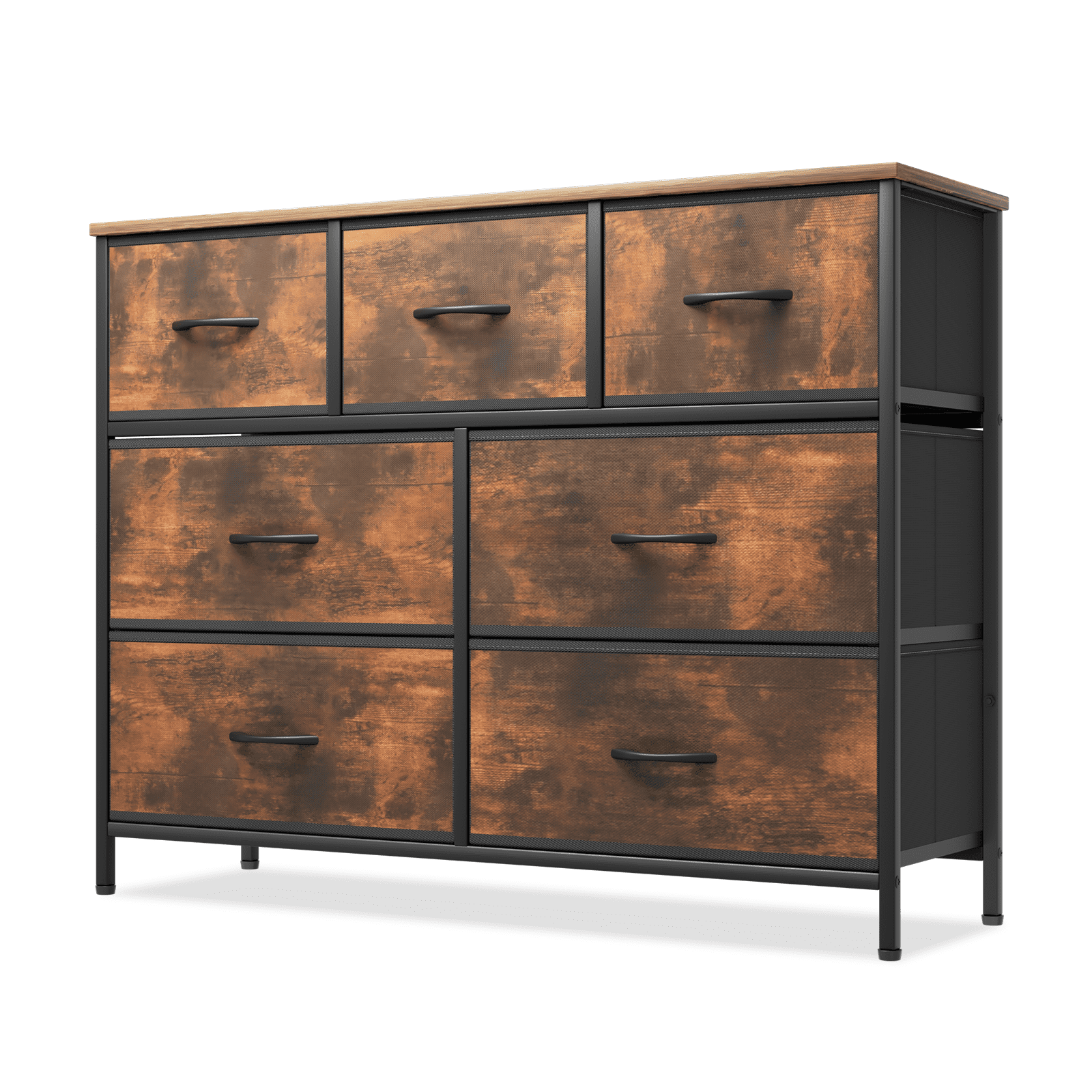 ZeloraGildan 7-Tier Brown Drawers Dresser Fabric Chest of Storage ...