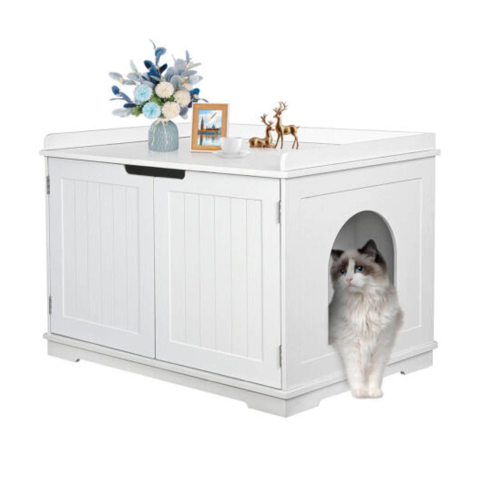 ZeloraGildan Durable Wood Cat Litter Box Cover Enclosure with Double ...