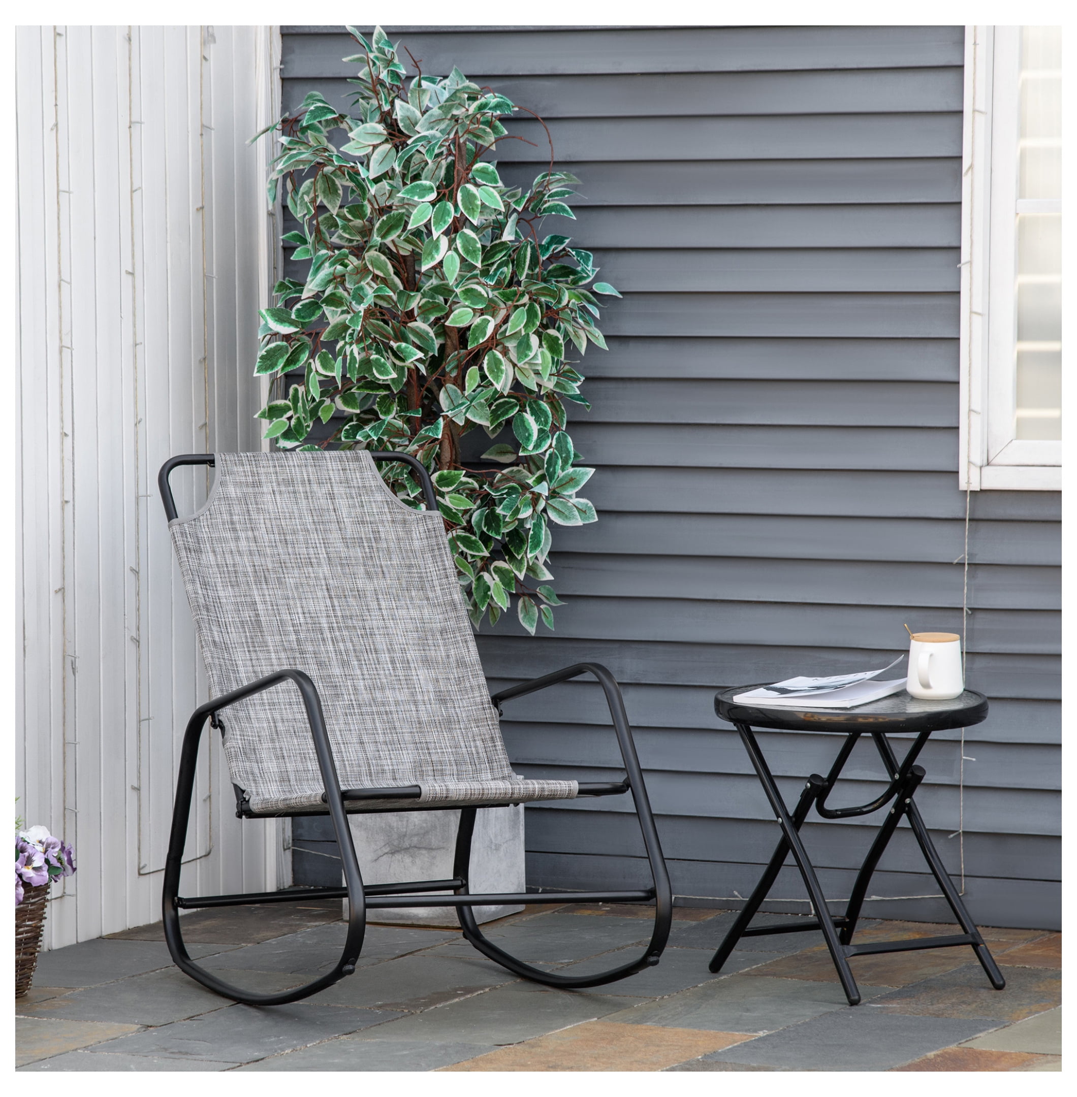 ZeloraGildan Garden Rocking Chair, Outdoor Indoor Sling Rocker for ...