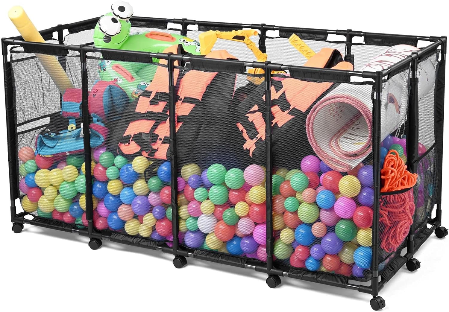 ZeloraGildan Metal Frame Extra Large 12 Wheels Rolling Mesh Pool ...