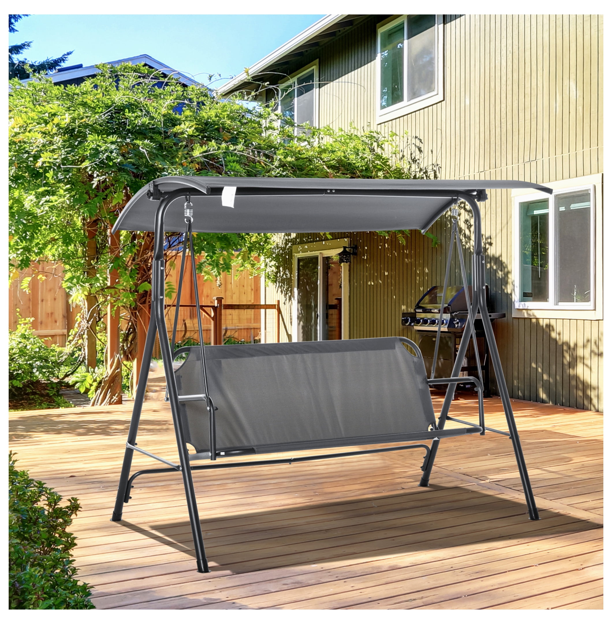 ZeloraGildan Outdoor Backyard Swinging Patio Bench w/ Comfortable Bench ...