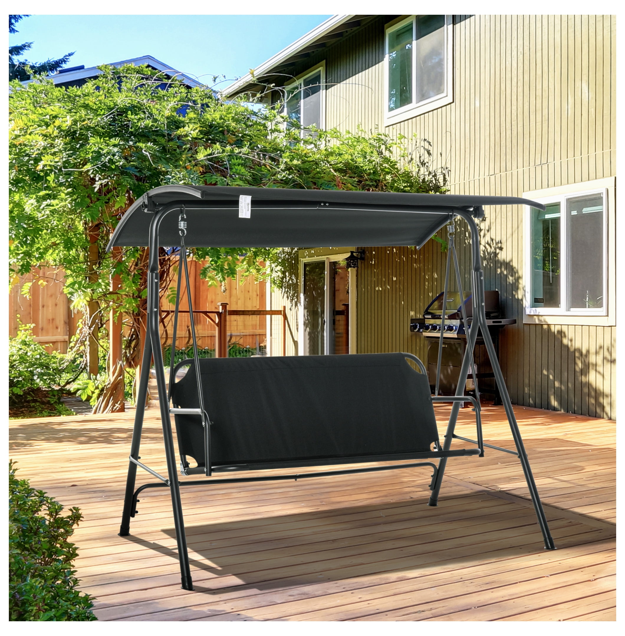 ZeloraGildan Outdoor Backyard Swinging Patio Bench w/ Comfortable Bench ...