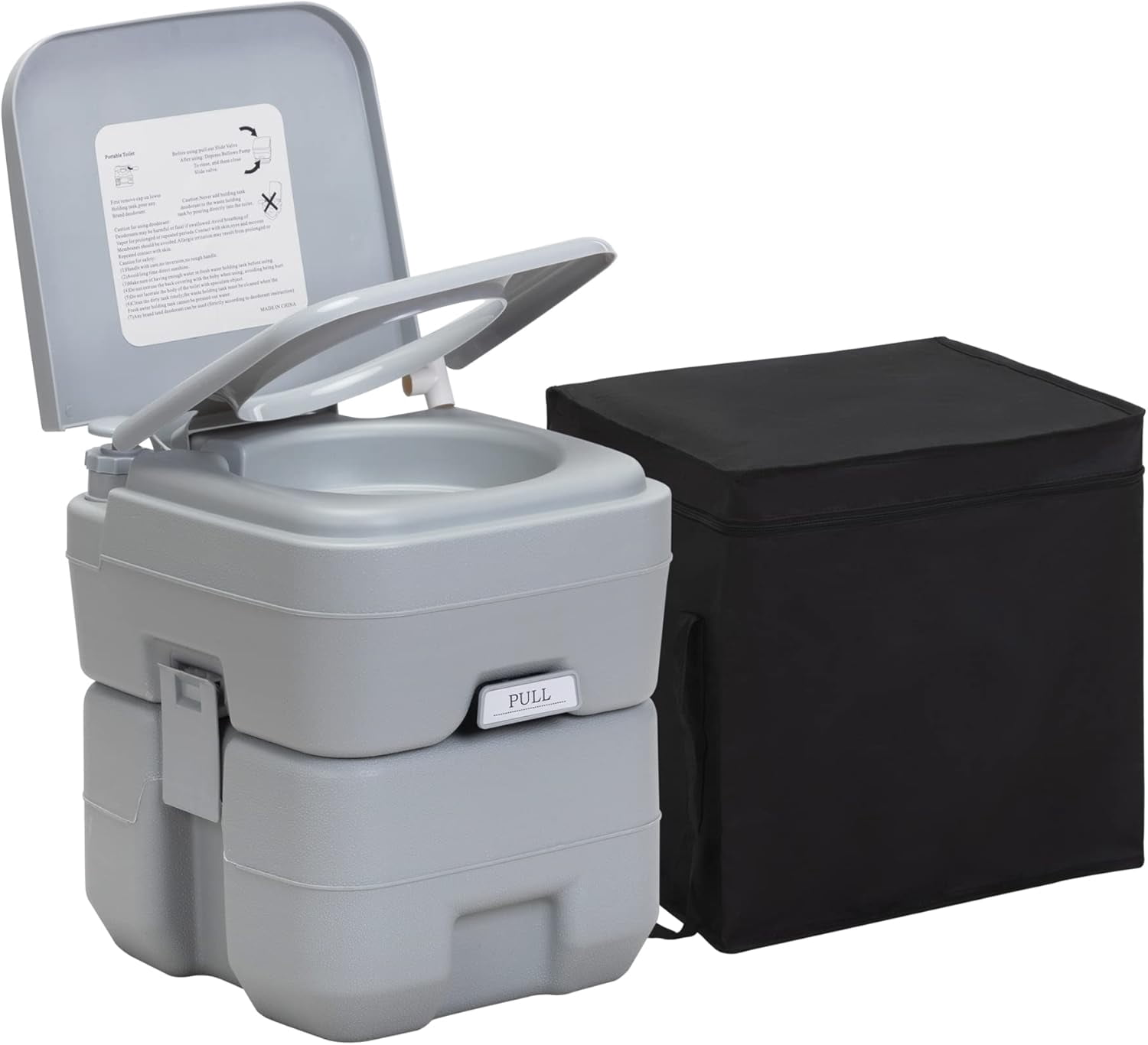ZeloraGildan Portable Toilet with Carry Bag, Camping Toilet 5.3 Gallon ...