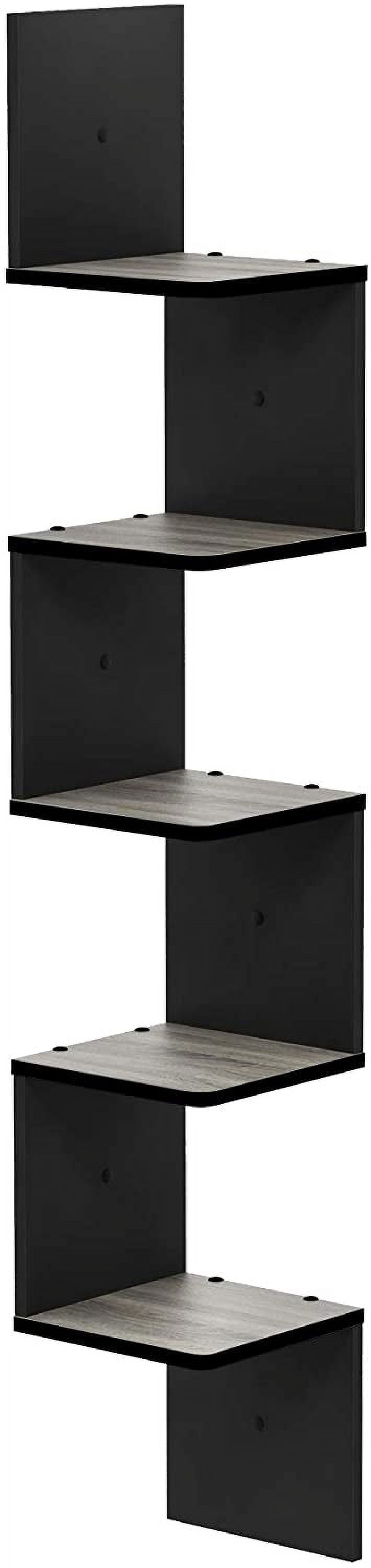 ZeloraGildan Wall Mount Floating Corner Shelf, 5-Tier Square, French ...