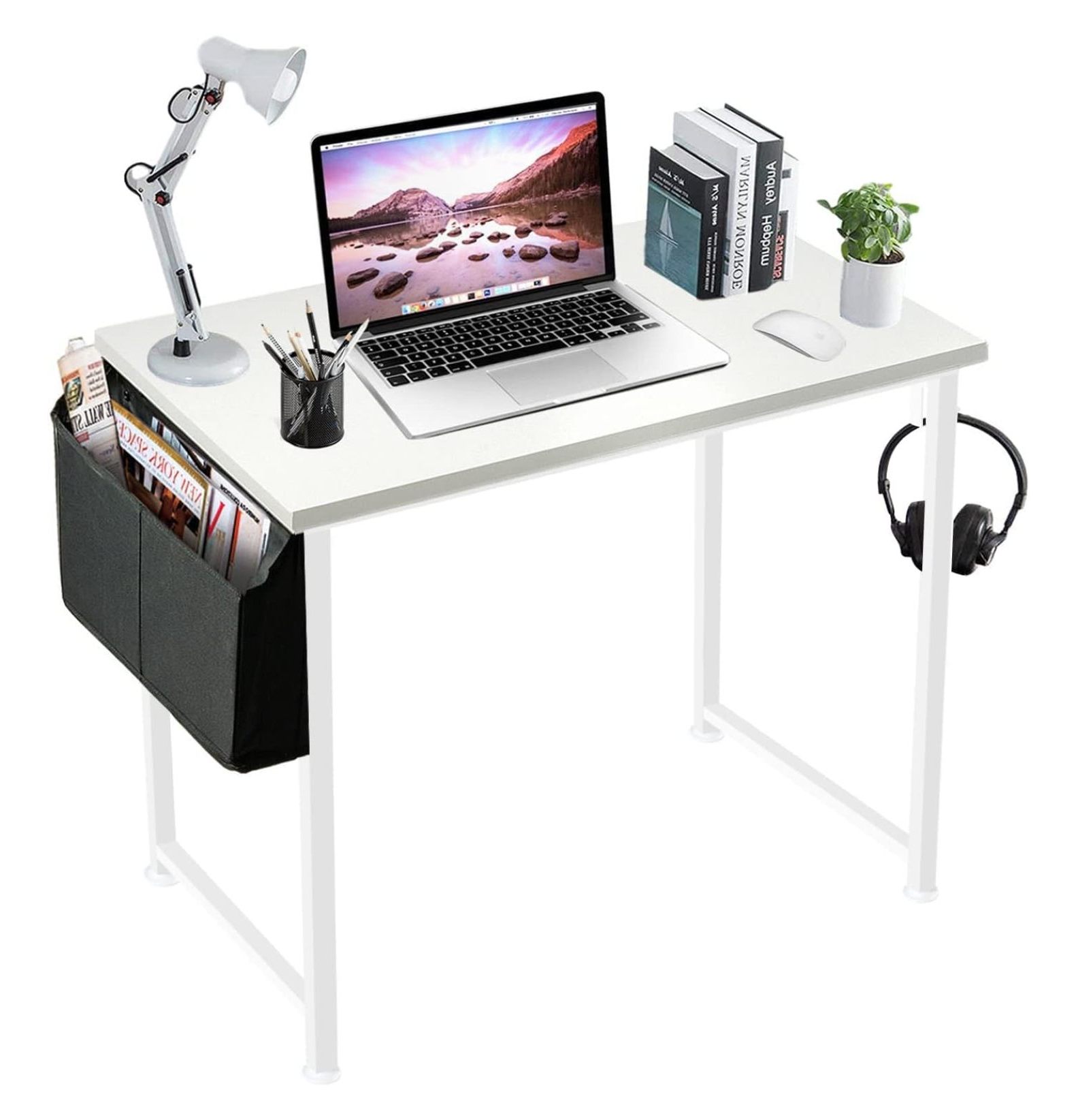 ZeloraGildan White Small Desk for Bedroom - Student Kids Study Writing ...