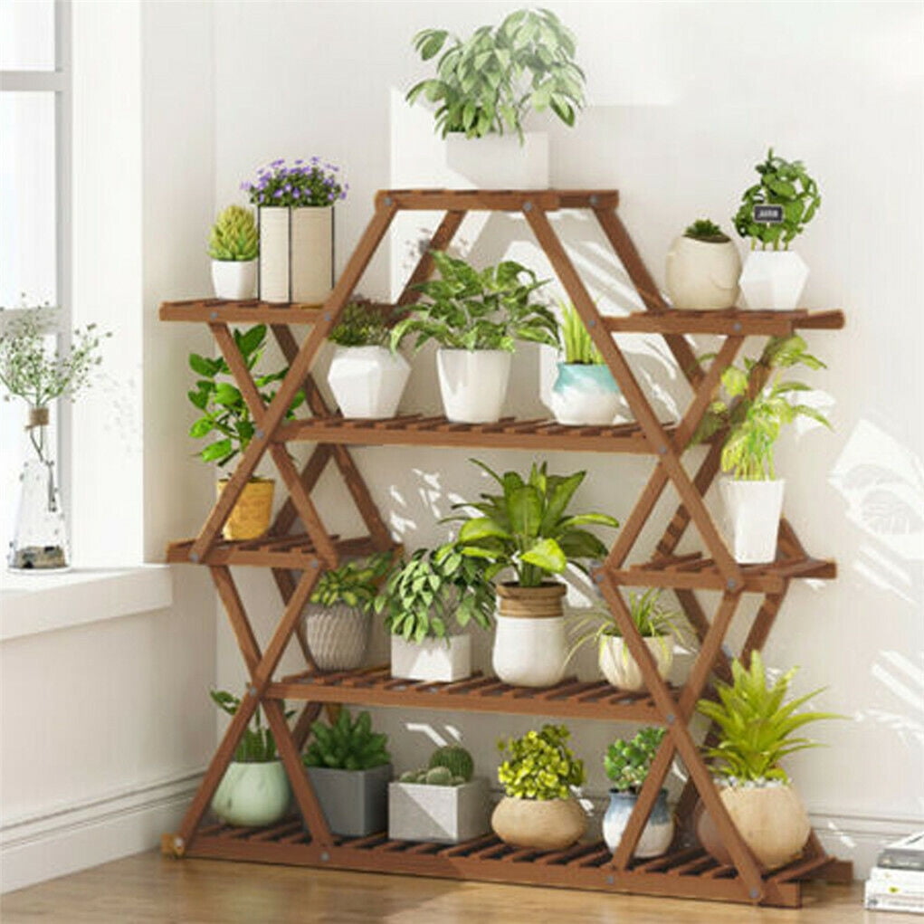 ZeloraGildan Wood Plant Stand Triangular Plant Shelf Multi Tier Flower ...