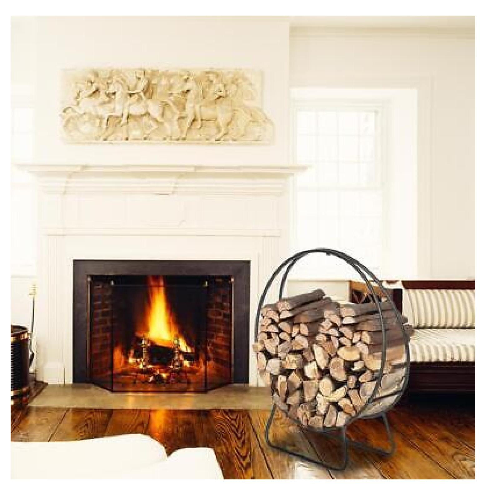 ZeloraGildan24 Inch Tubular Steel Firewood Log Hoop Rack Round Wood ...