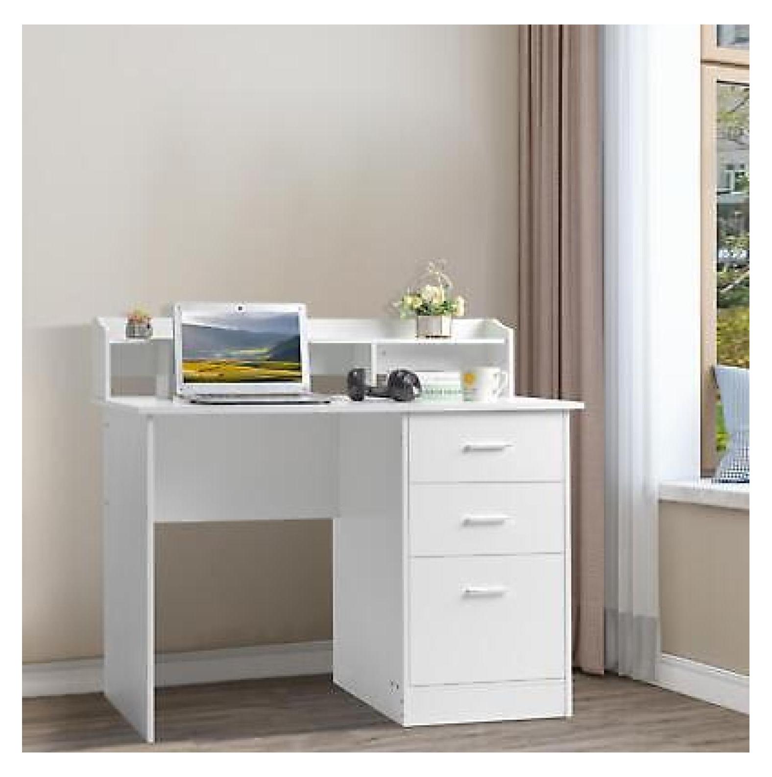 ZeloraGildanComputer Desk w/ 3 Drawer Shelf Home Office Workstation ...