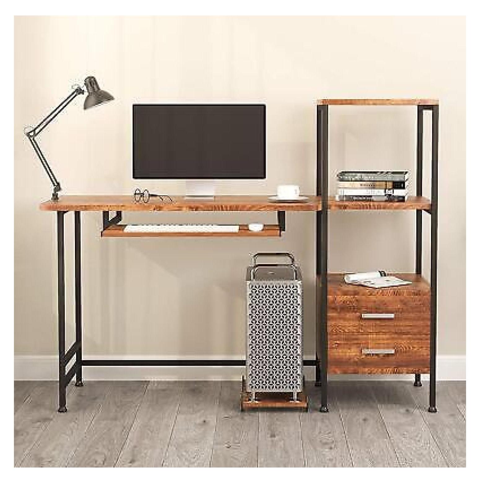 ZeloraGildanComputer Desk with Bookshelves Simple Study Writing Table ...