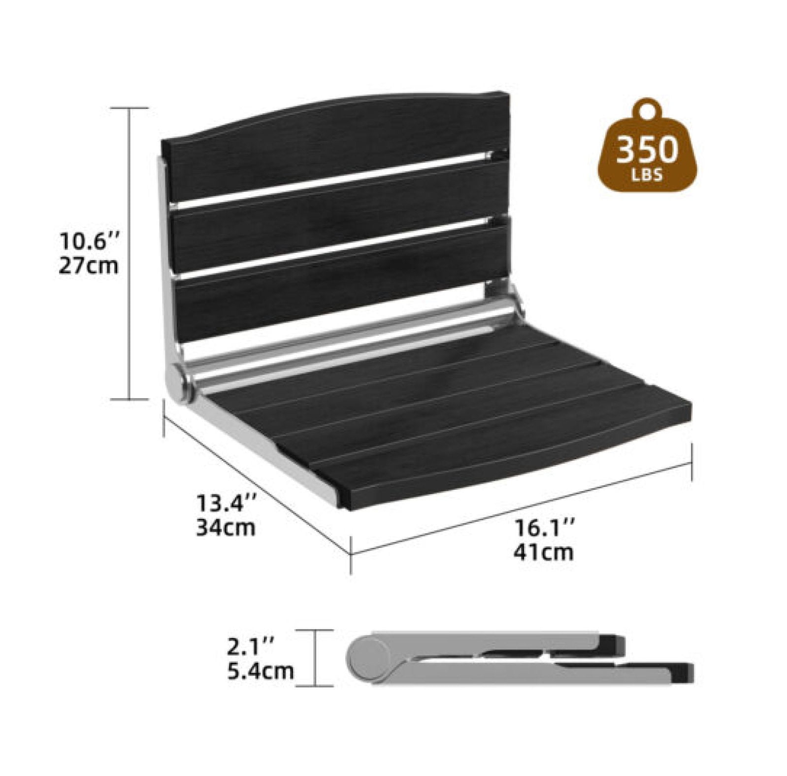 ZeloraGildanFolding Wooden Shower Seat Foldable Wall Mounted Shower ...