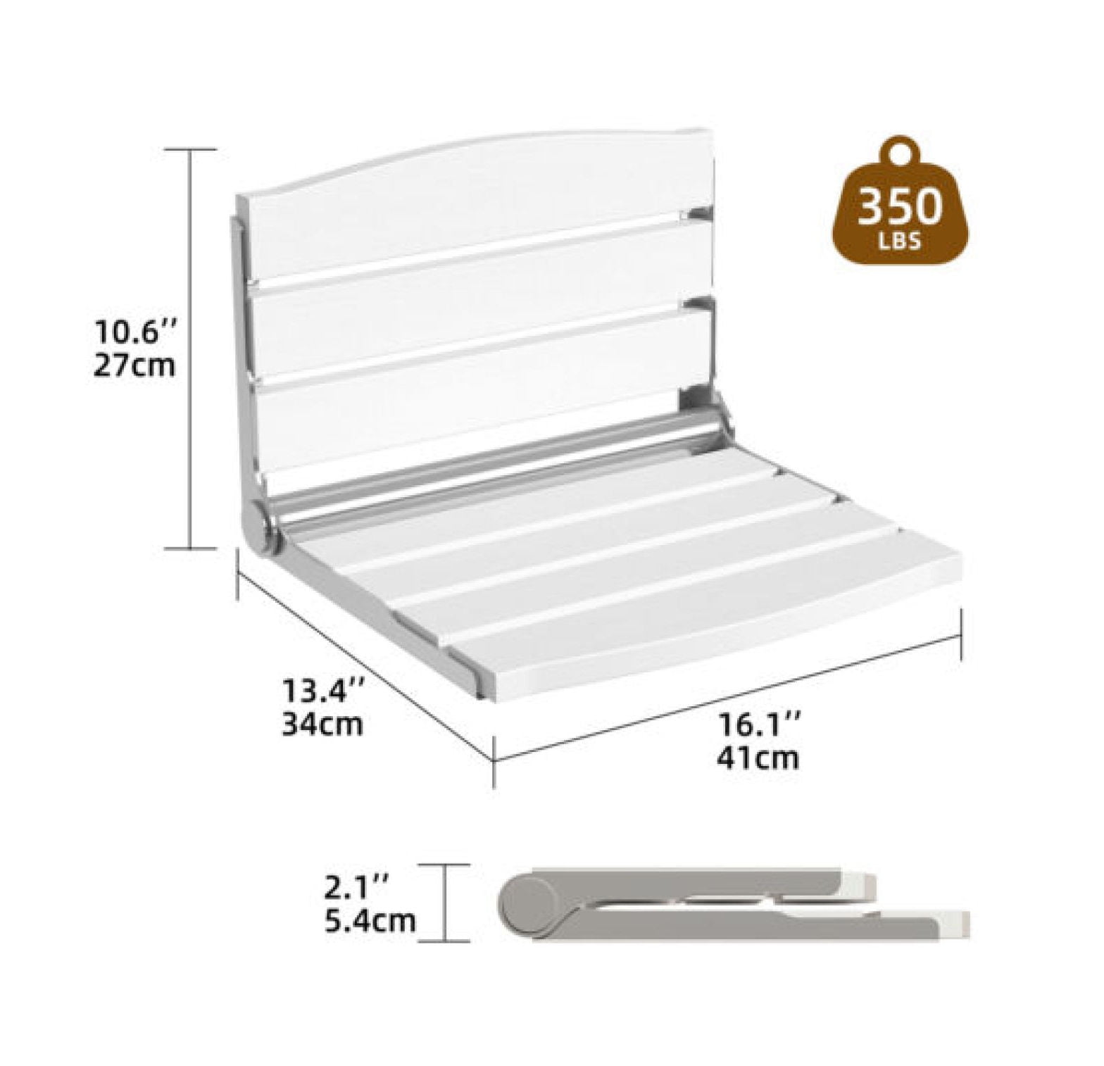 ZeloraGildanFolding Wooden Shower Seat Foldable Wall Mounted Shower ...