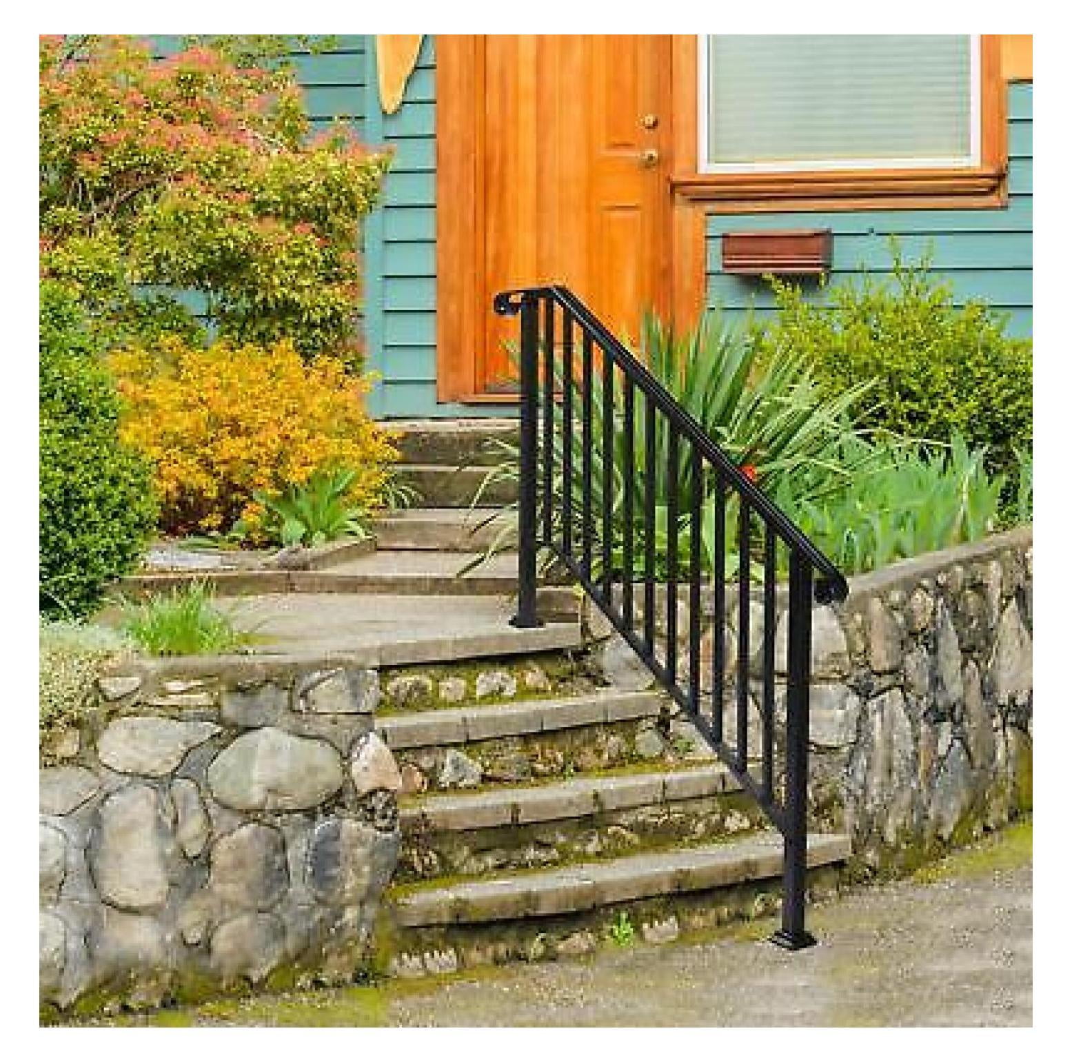 ZeloraGildanIron Picket Handrail Fits 4 or 5 Steps Handrail Grab ...