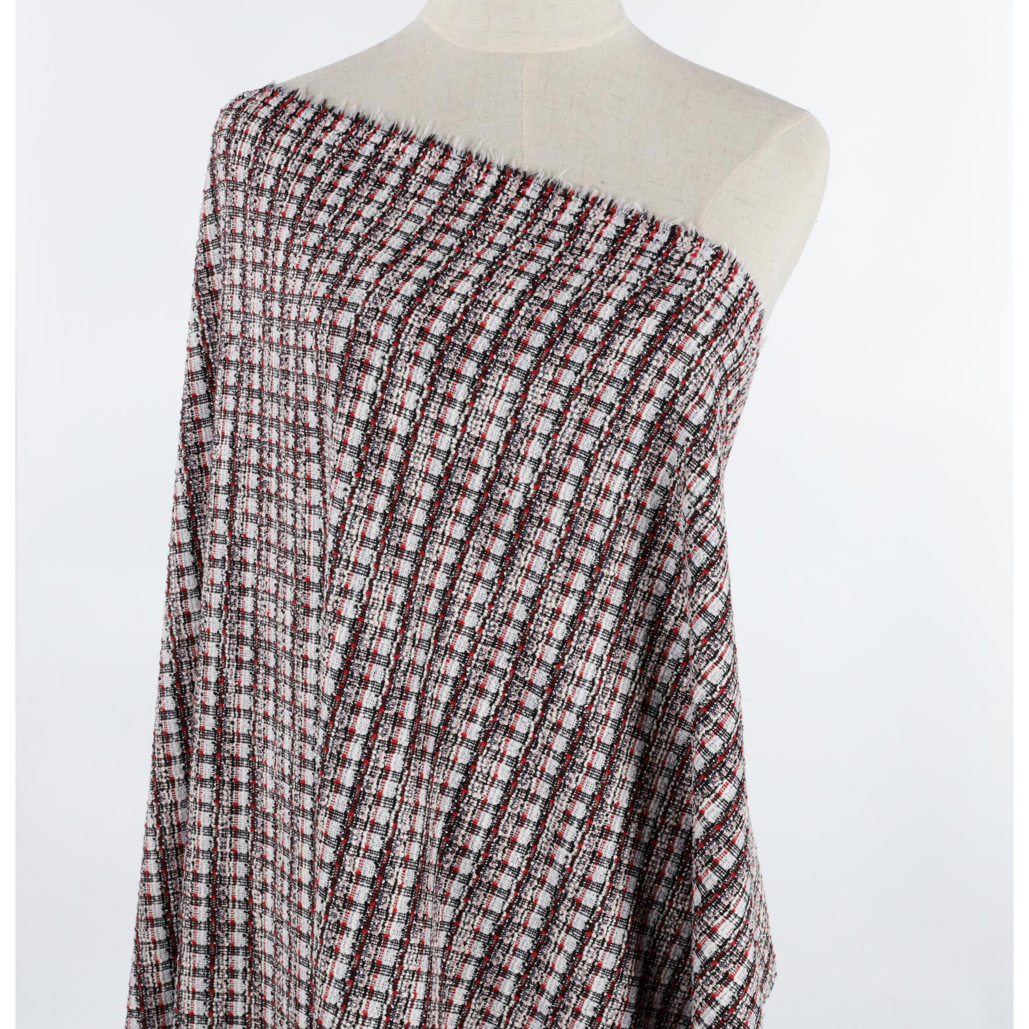 Zelouf Betty Boucle Yarn Dye Check , Sewing, DIY, Crafts Fabric by the Yard, White Combo, 1 Yard ...