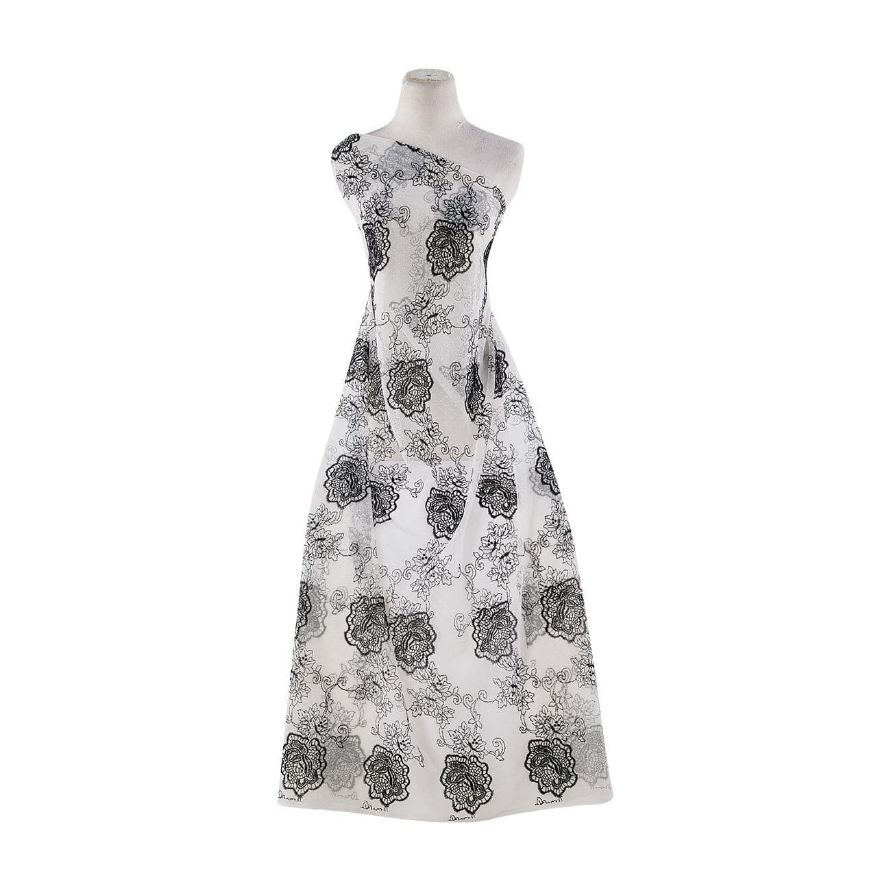 Zelouf Black Stencil Flower Flock On Pin Dot Tulle , Sewing, DIY ...