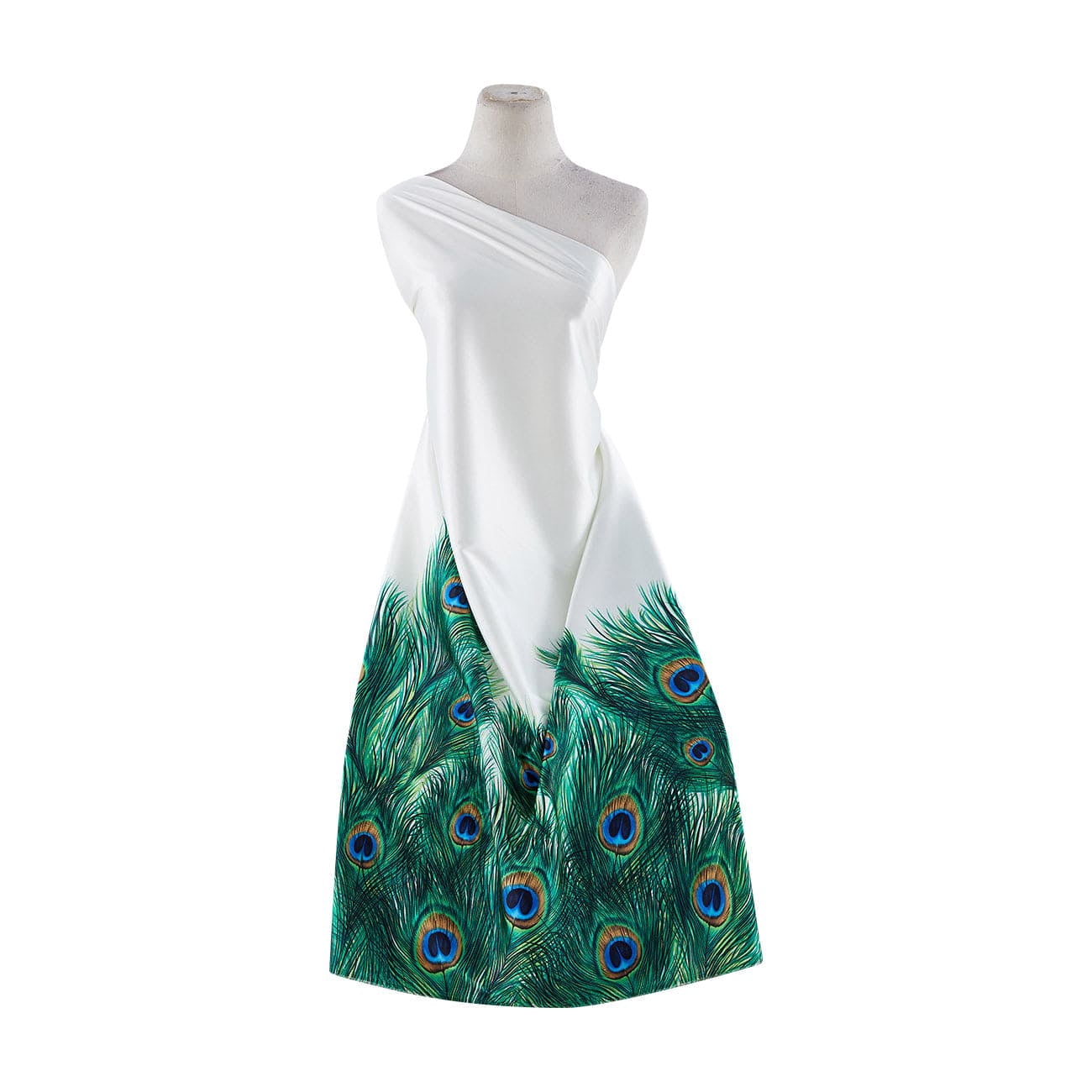 Zelouf Border Peacock Print On 75D Stretch Satin , Sewing, DIY, Crafts ...