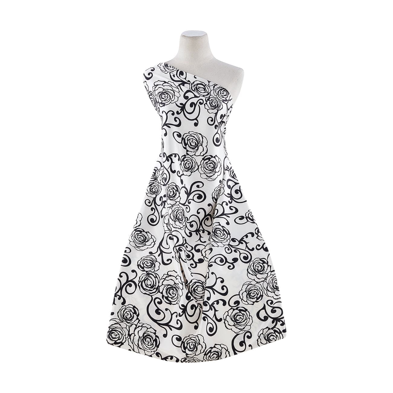 Zelouf Cinderella Rose & Scroll Print On Stretch Satin , Sewing, DIY ...