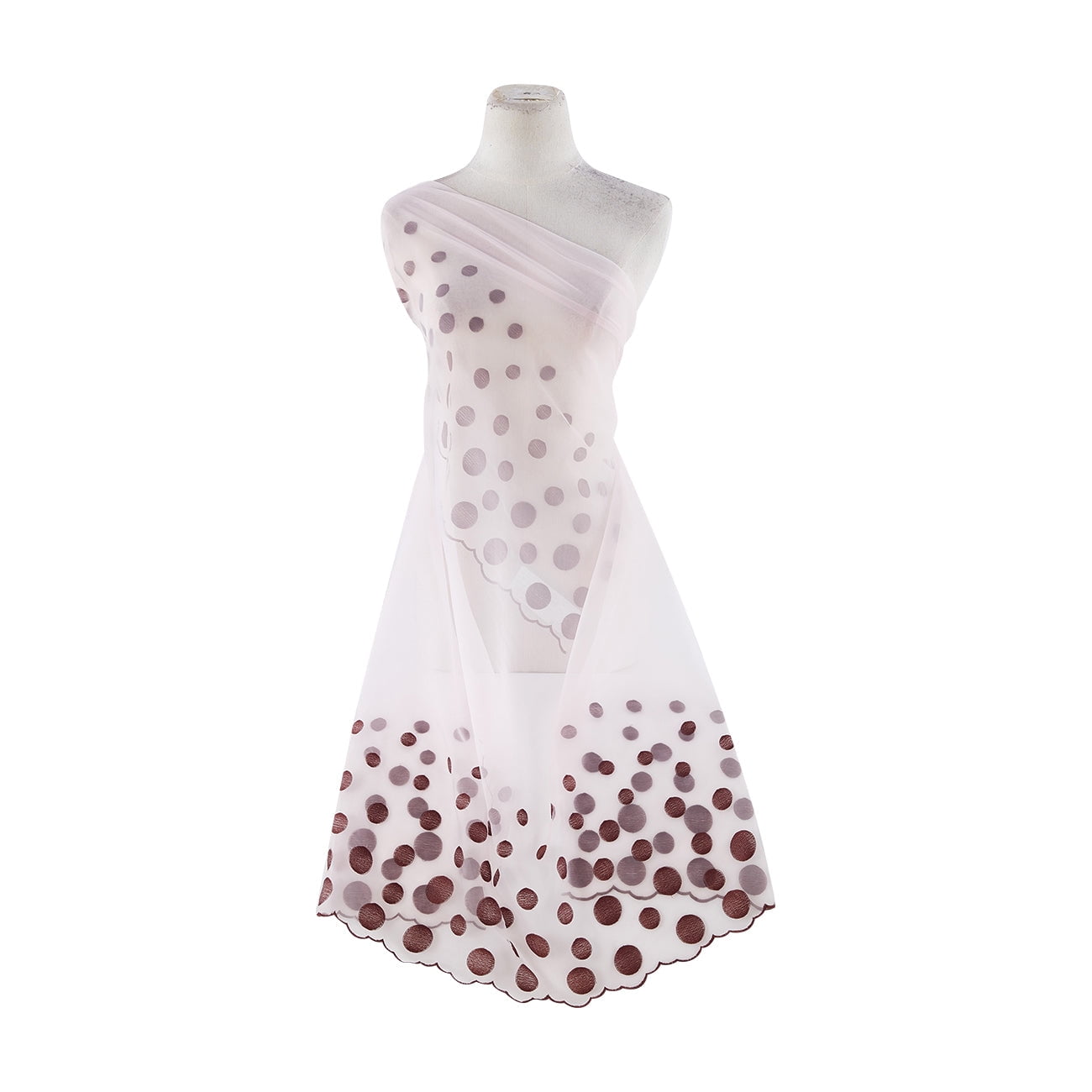 Zelouf Dbl Border 3-Color Dot Emb Cut Scallop 2-Ply Organz , Sewing ...