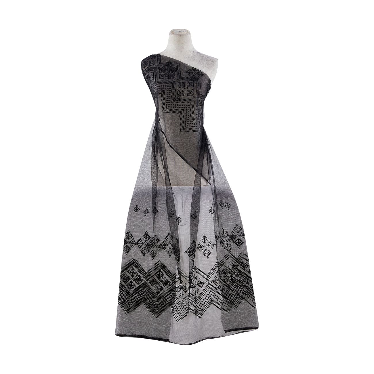 Zelouf Dbl Border Aztec Caviar On Tulle , Sewing, DIY, Crafts Fabric by ...