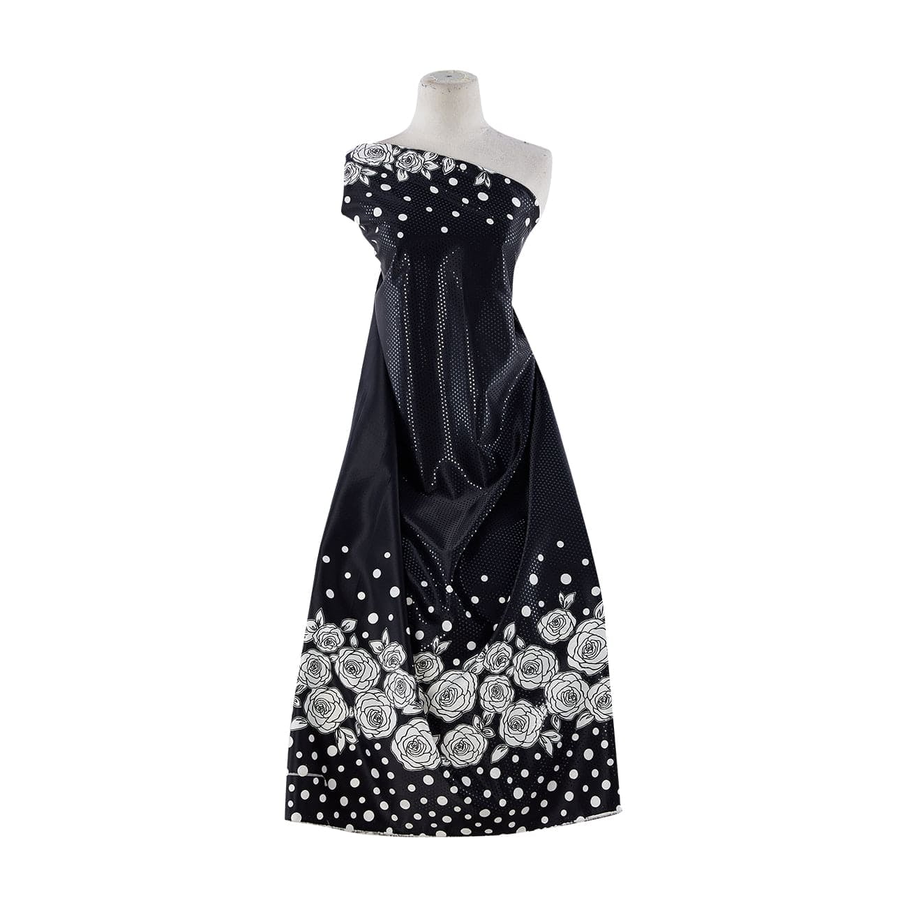 Zelouf Double Border Flower&dot Bridal Satin Print W/trans , Sewing, DIY, Crafts Fabric by the ...