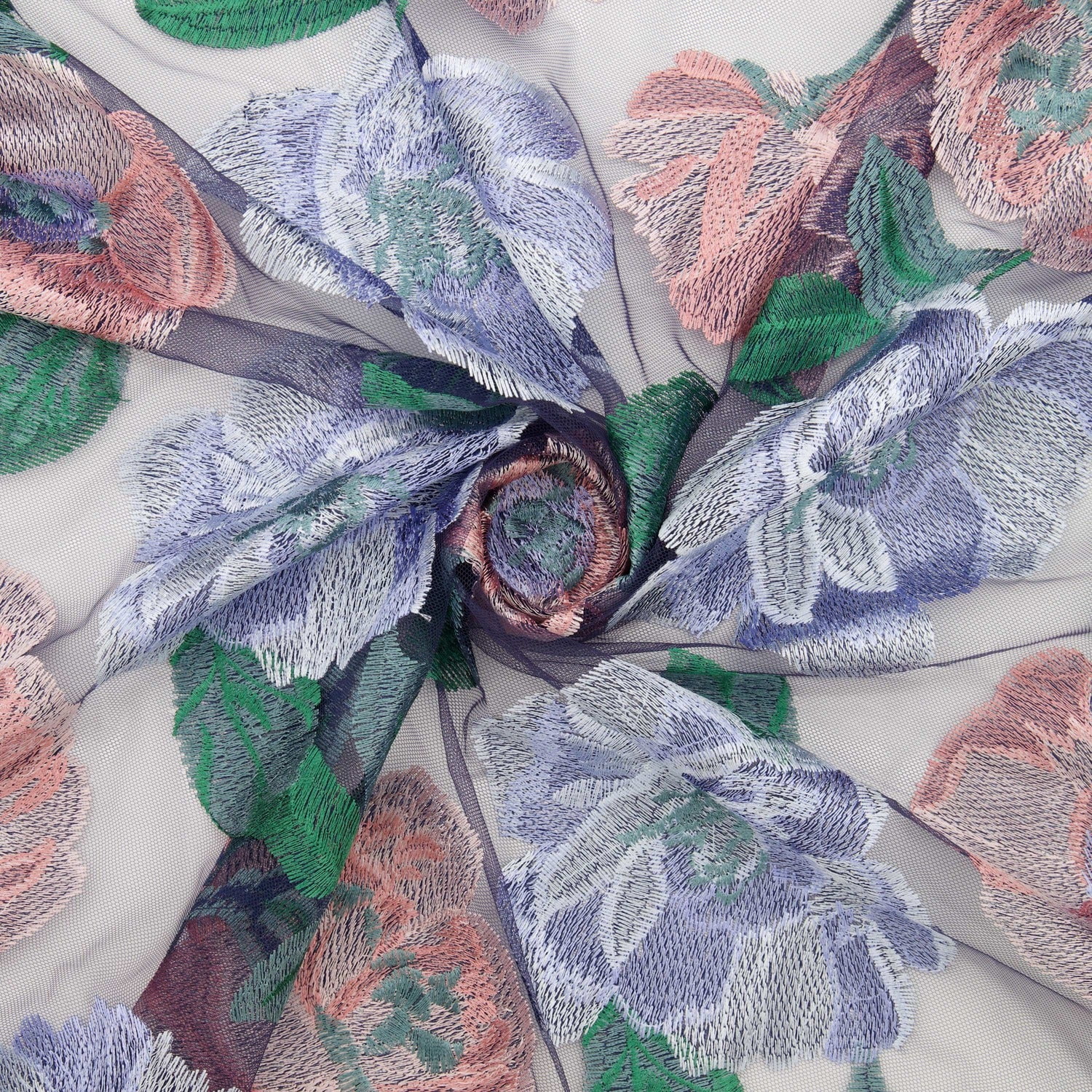 Zelouf Emeline Floral Embroidery On Mesh , Sewing, DIY, Crafts Fabric ...