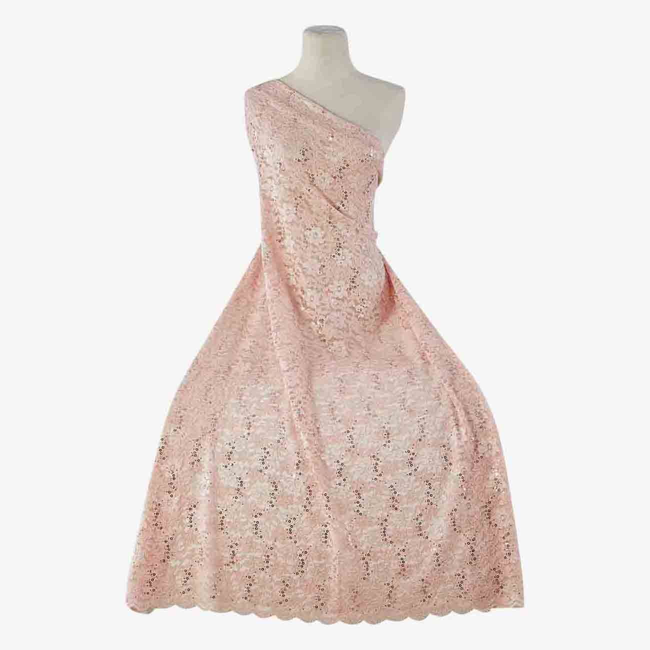 Zelouf Enjoy Floral Lace Glitter Trans Scallop , Sewing, DIY, Crafts Fabric by the Yard, Blush ...