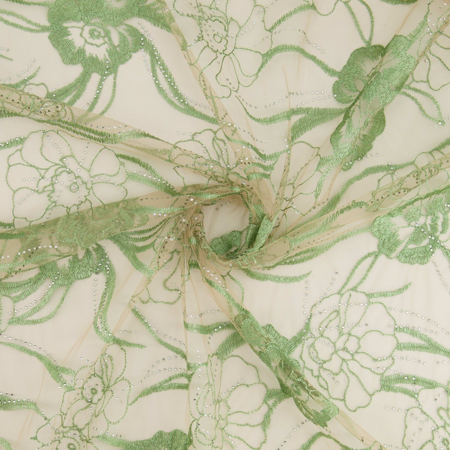 Zelouf Esther Floral Embroidery W/ Stones On Mesh , Sewing, DIY, Crafts ...